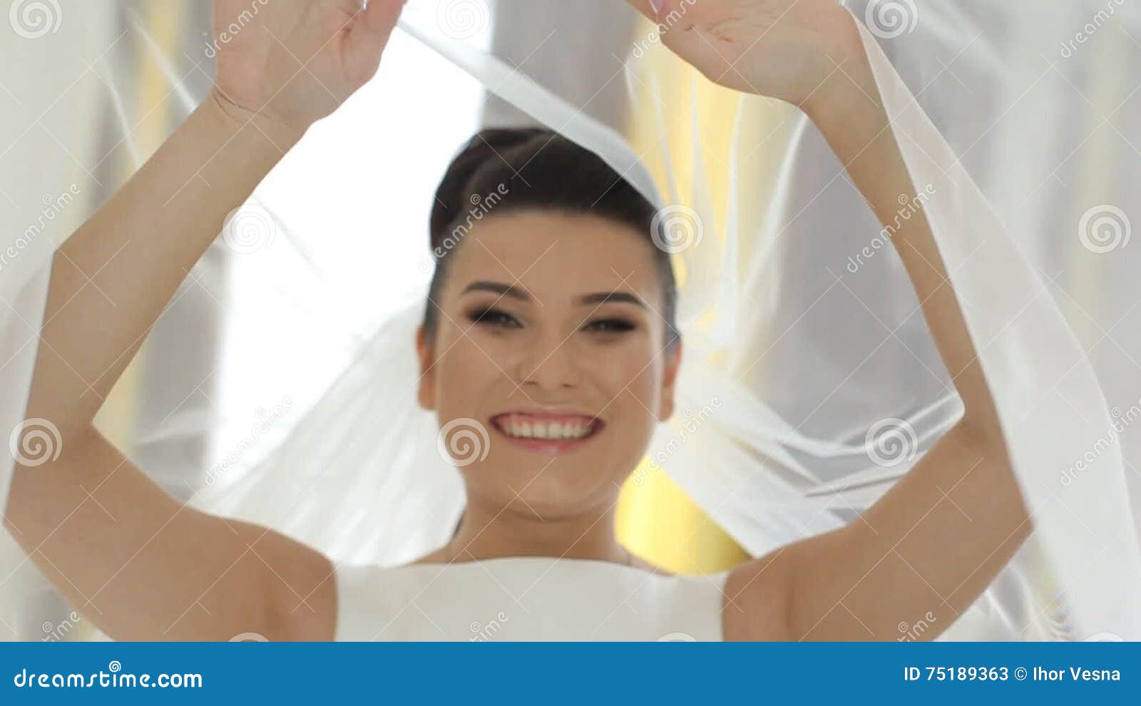 Happy Bride Smile Near Her Dress Stock Video - Video of cheerful ...