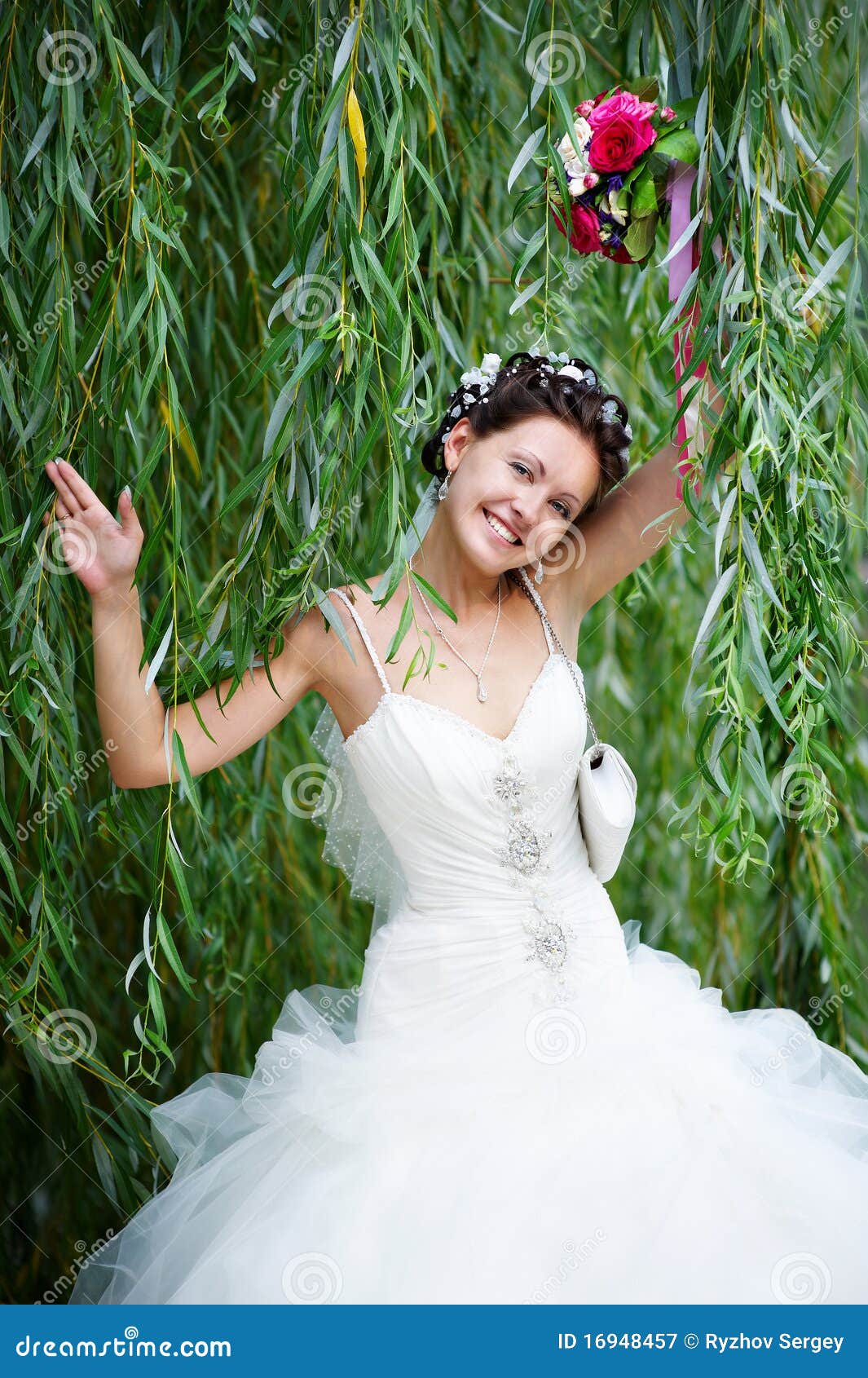 Happy Bride on Wedding Walk Stock Image - Image of marriage, woman ...