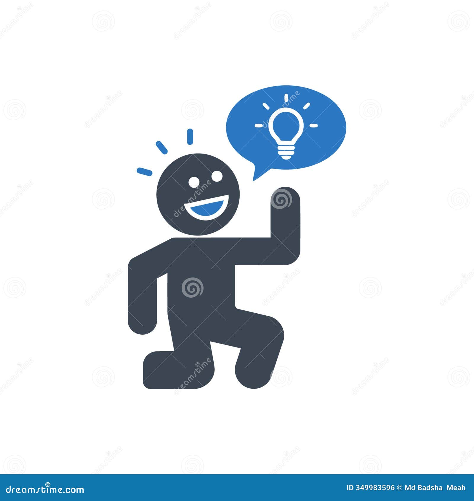 Happy Bright Idea Icon stock illustration. Illustration of solution ...