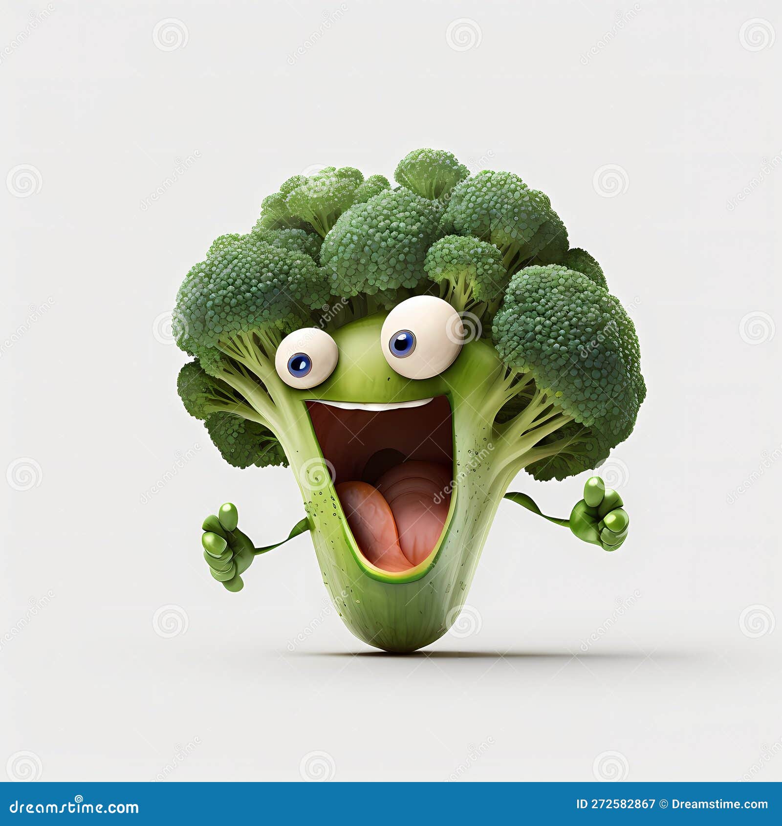 Happy Broccoli Cartoon. Generative AI Stock Illustration - Illustration ...
