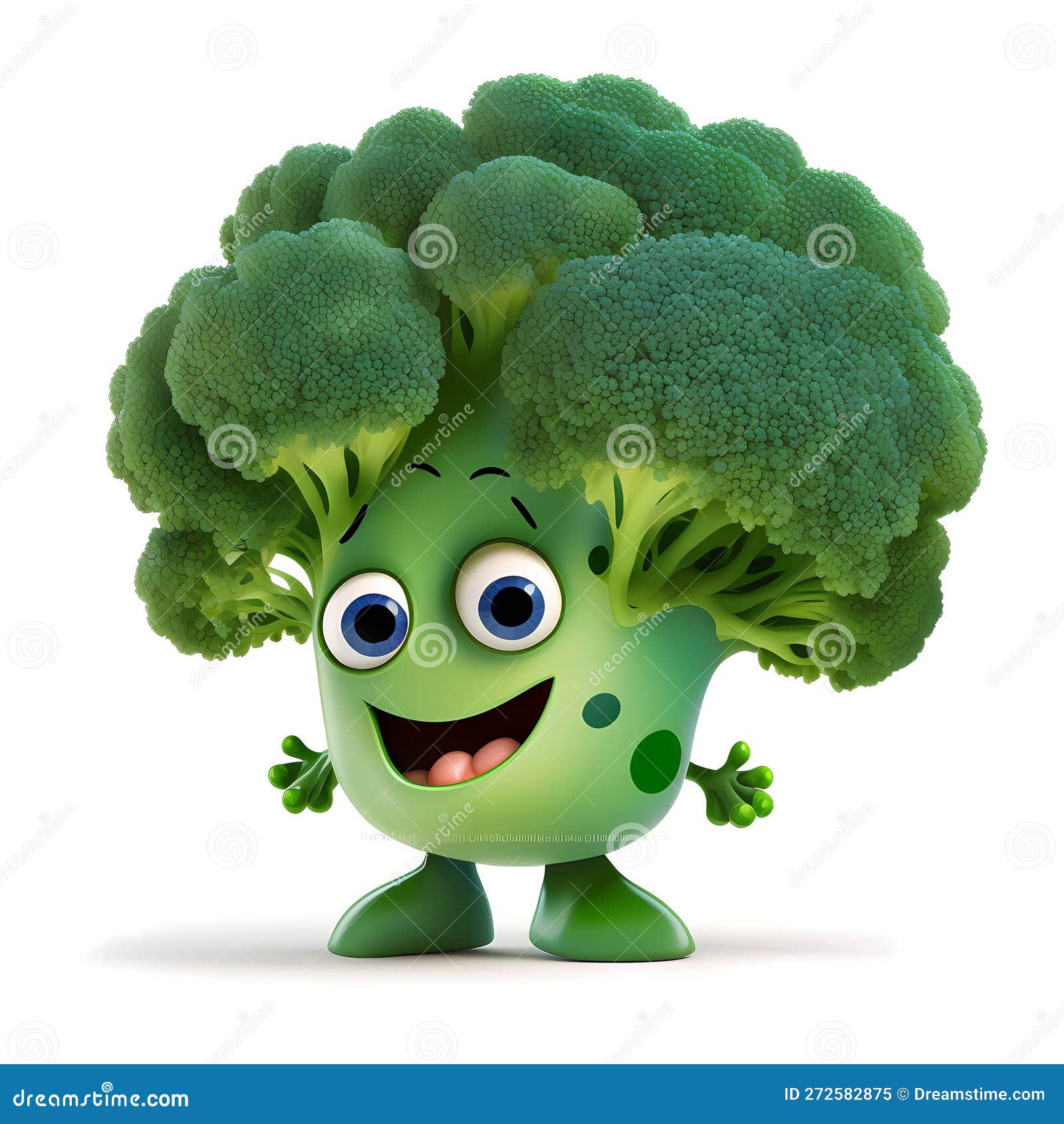 Happy Broccoli Cartoon. Generative AI Stock Illustration - Illustration ...