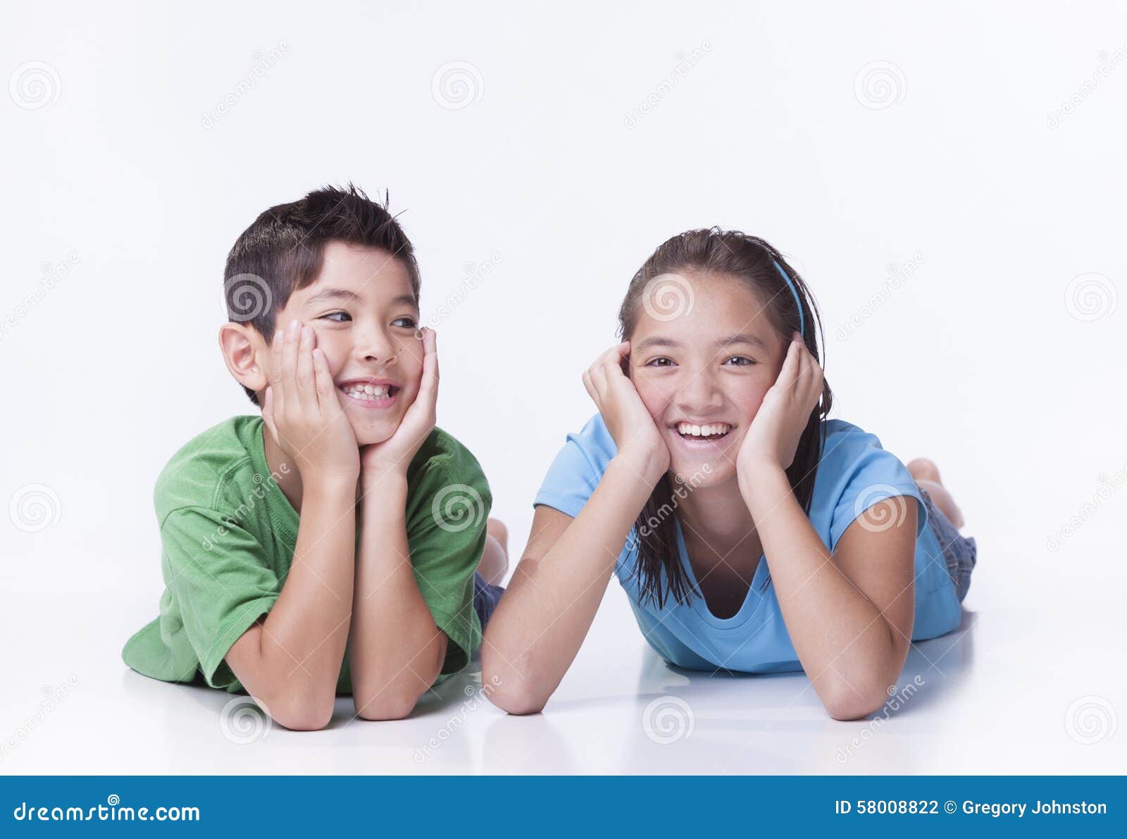 Happy brother and sister. stock photo. Image of emotion - 58008822
