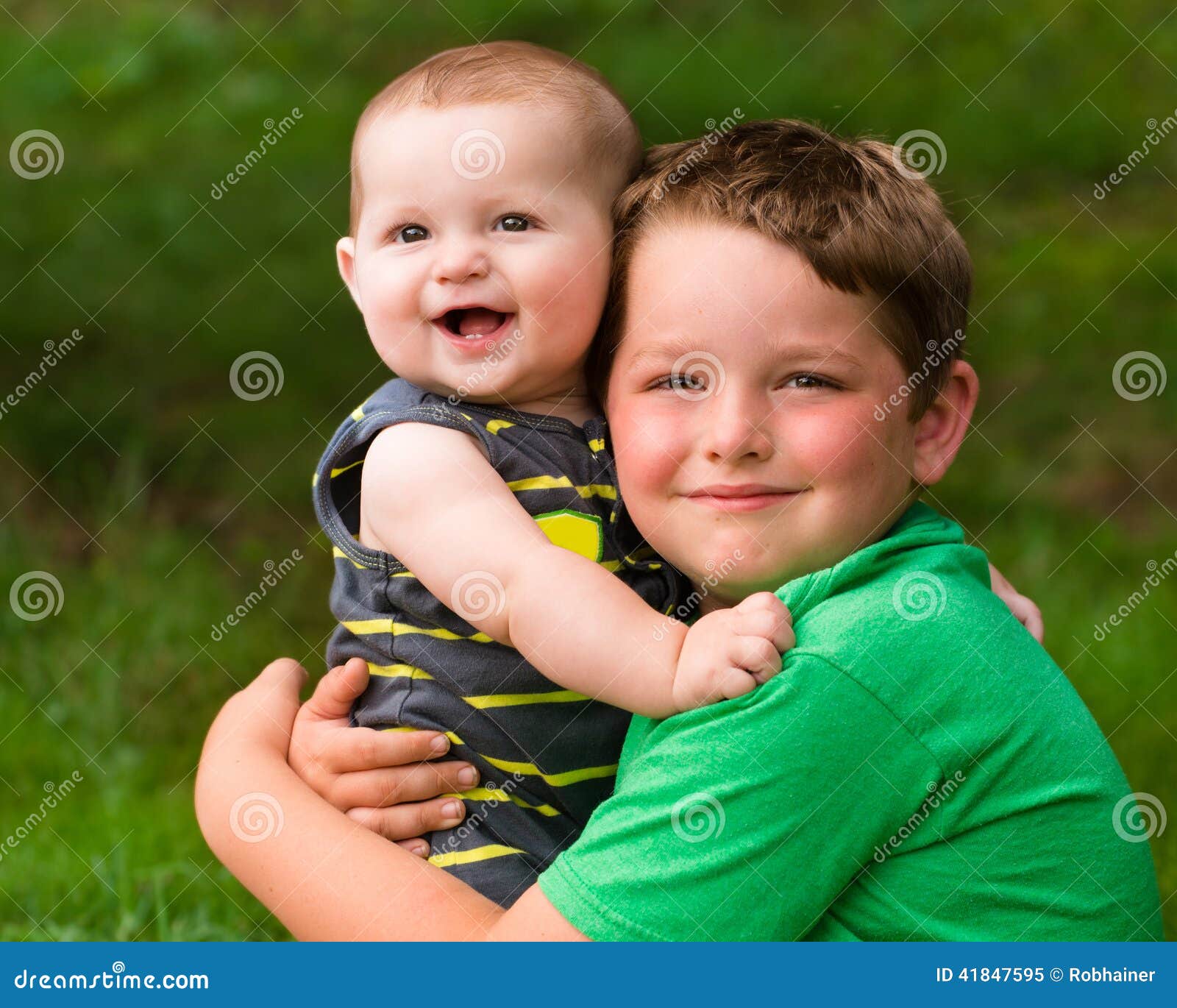 Happy Brothers Hugging in Summer Portrait Stock Image - Image of ...