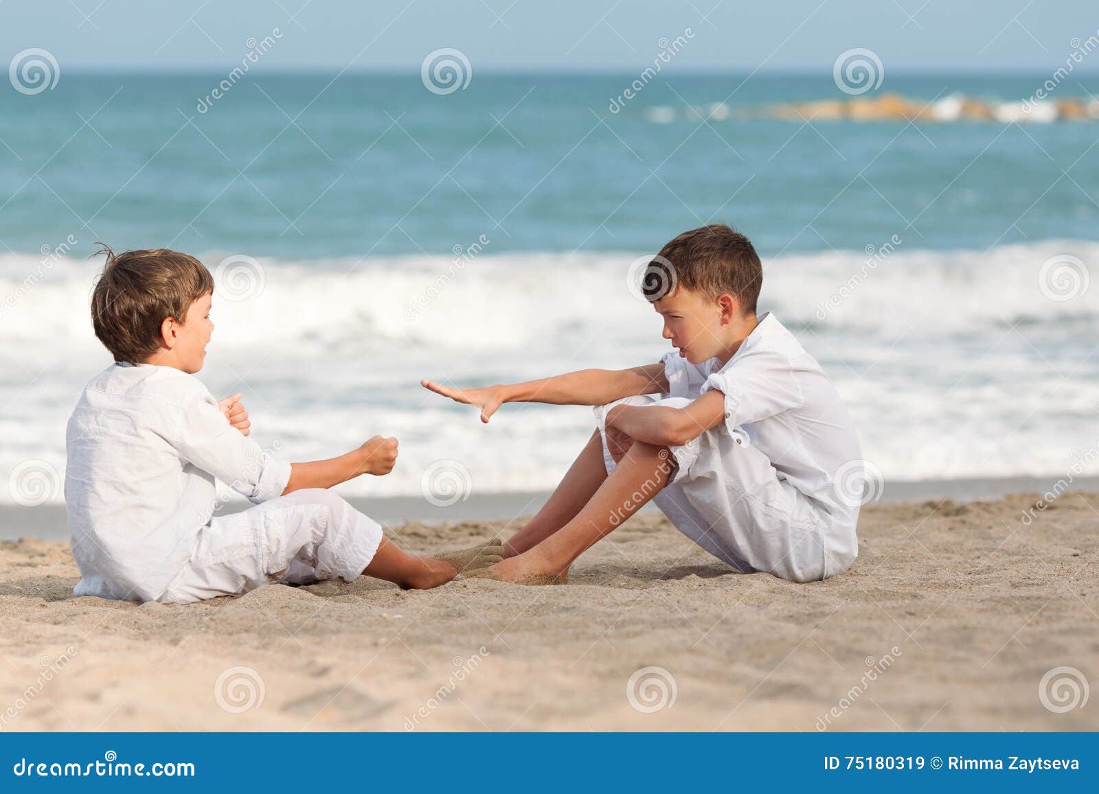 Happy Brothers Playing on Beach, Spain Stock Image - Image of beautiful ...