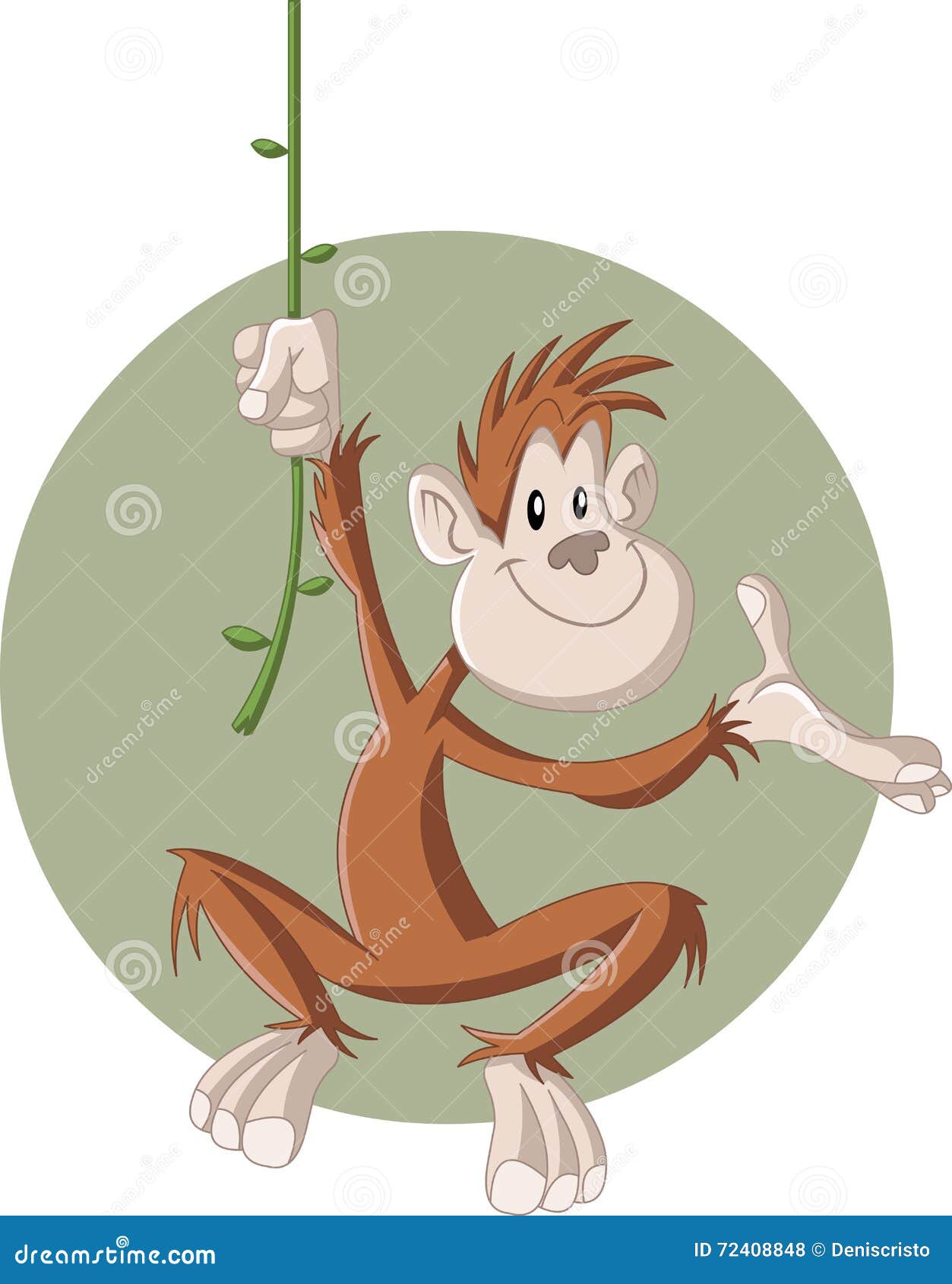 Happy brown monkey stock vector. Illustration of smiling - 72408848