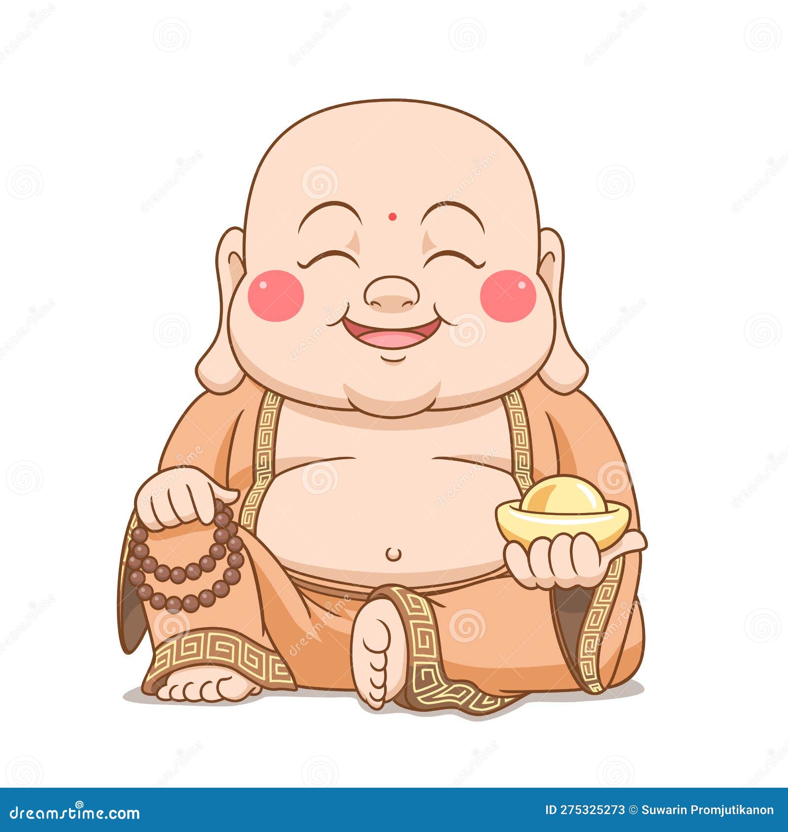 Happy Buddha. stock vector. Illustration of belly, lucky - 275325273