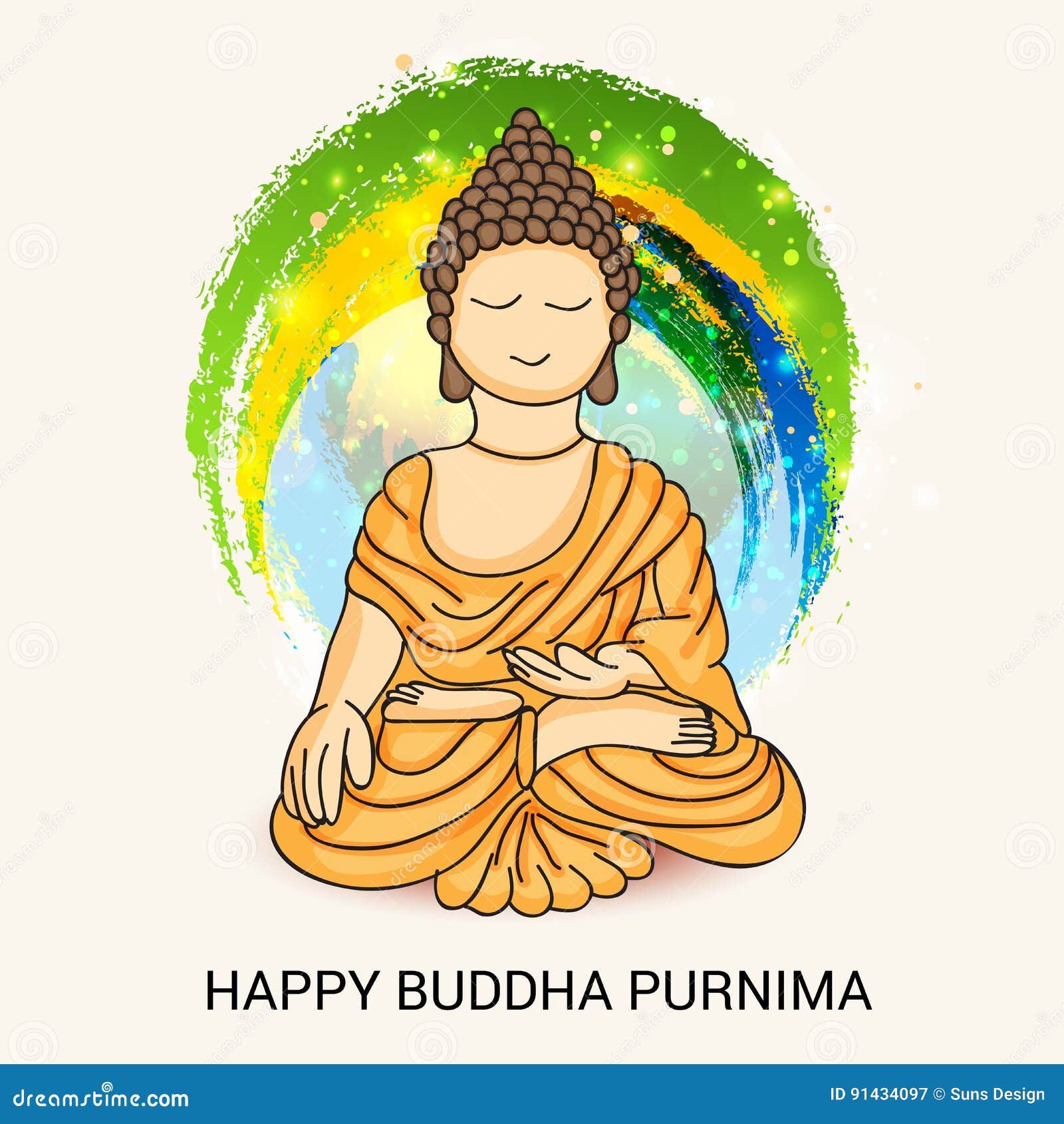 Happy Buddha Purnima Vesak Day Traditional Background Cartoon Vector ...