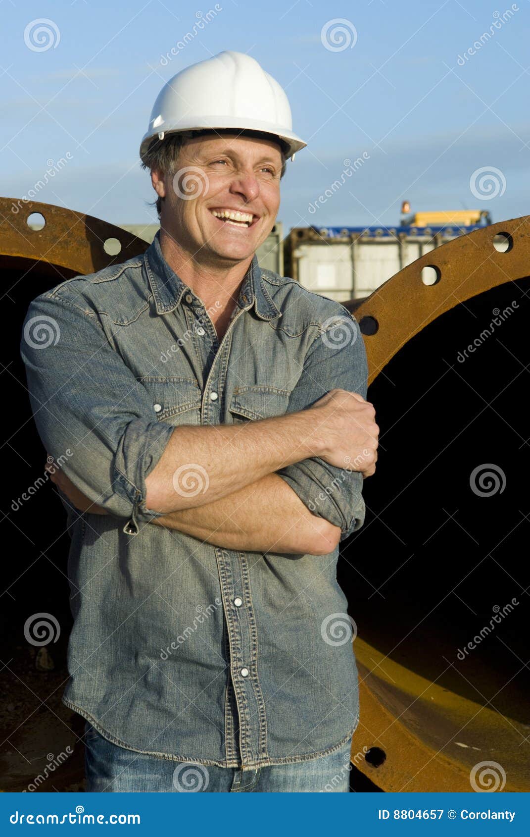 Happy builder stock image. Image of denim, laughing, gorgeous - 8804657