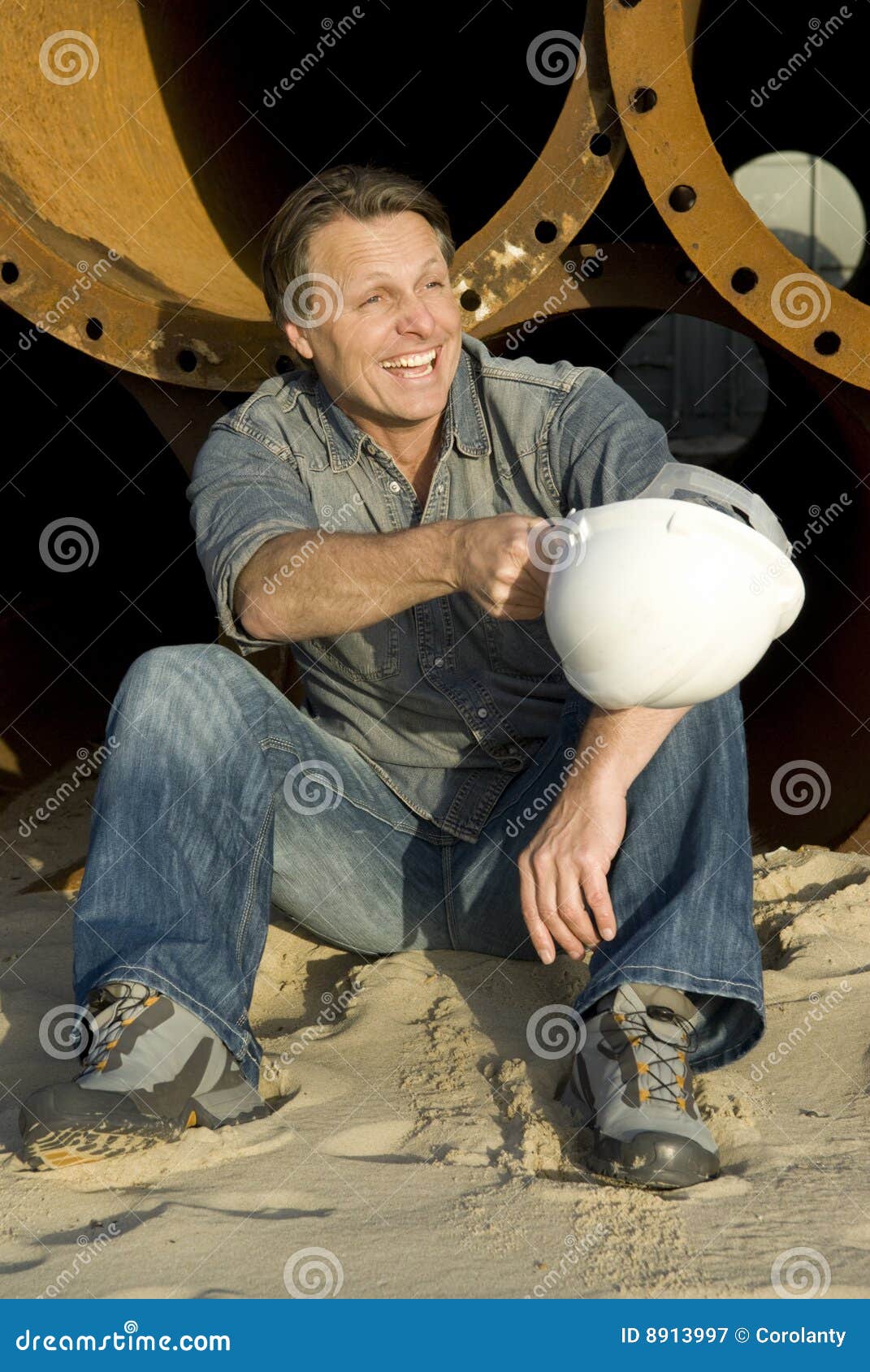 Happy builder stock image. Image of denim, gorgeous, male - 8913997