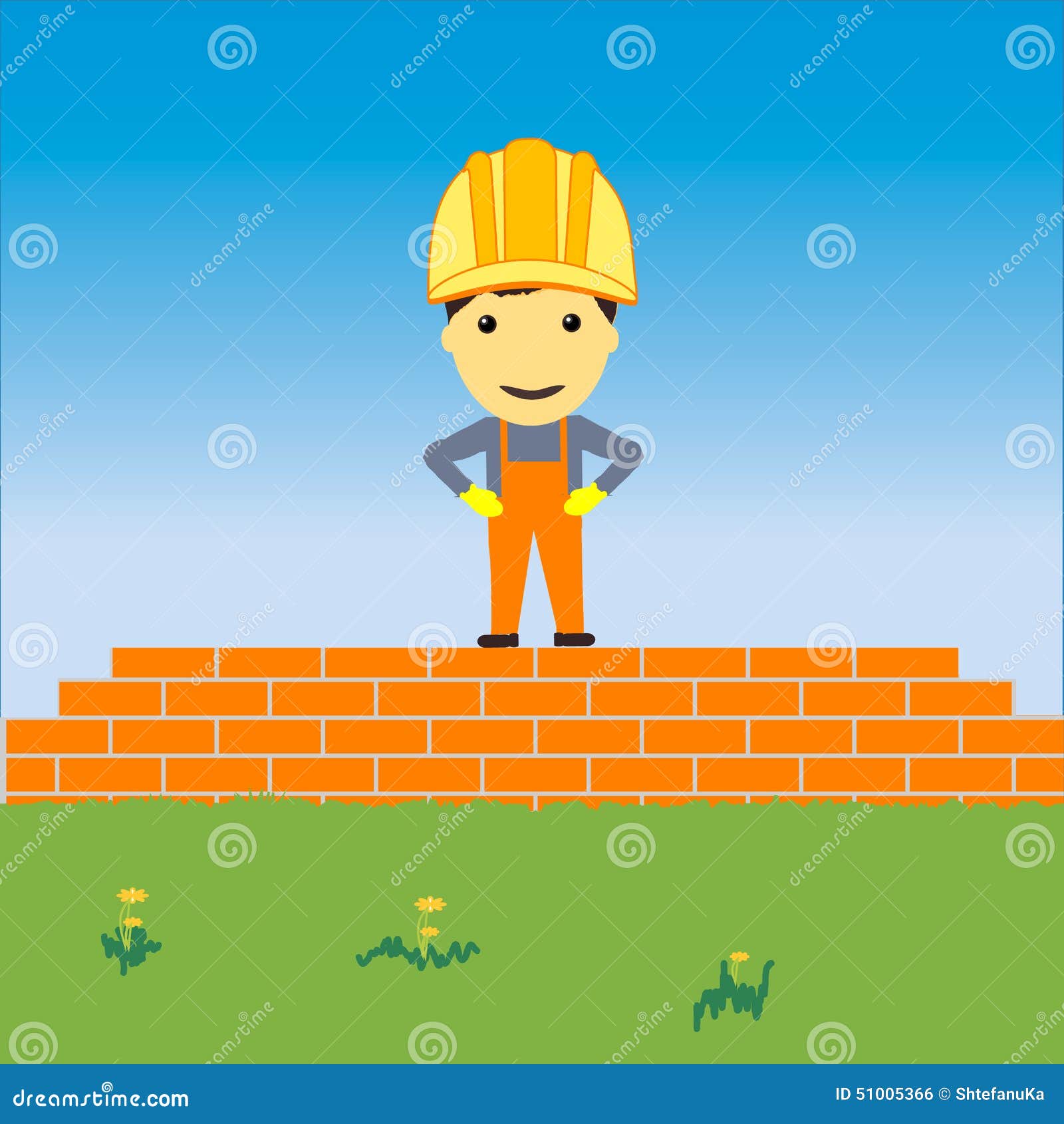 Happy Builder at Construction Site Stock Vector - Illustration of ...