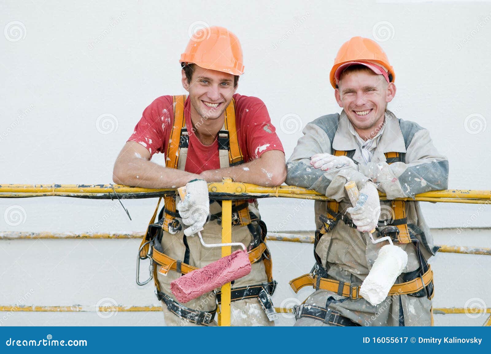 Happy Builder Facade Painters Stock Image - Image of equipment, foreman ...