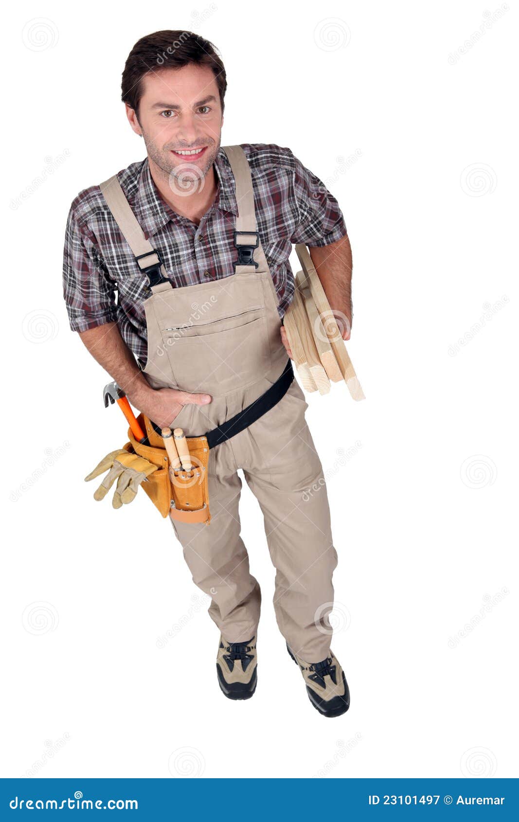 Happy builder with tools. stock image. Image of hair - 23101497