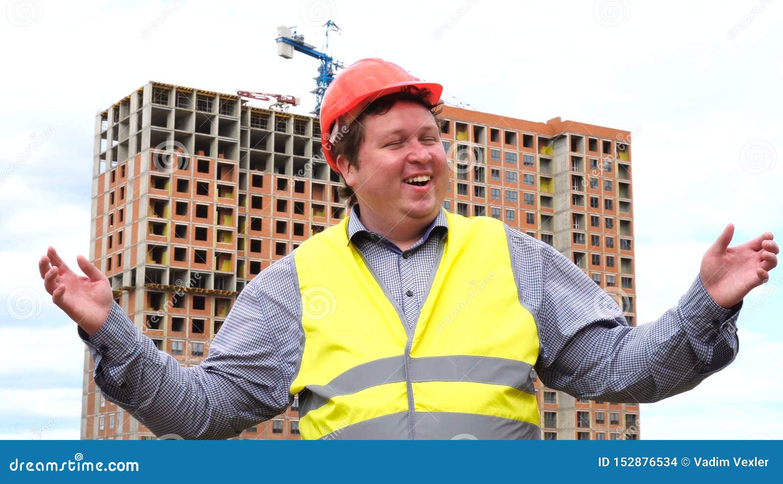 Happy Builder Worker or Architect Face Expression. Wow, Joyful Man ...