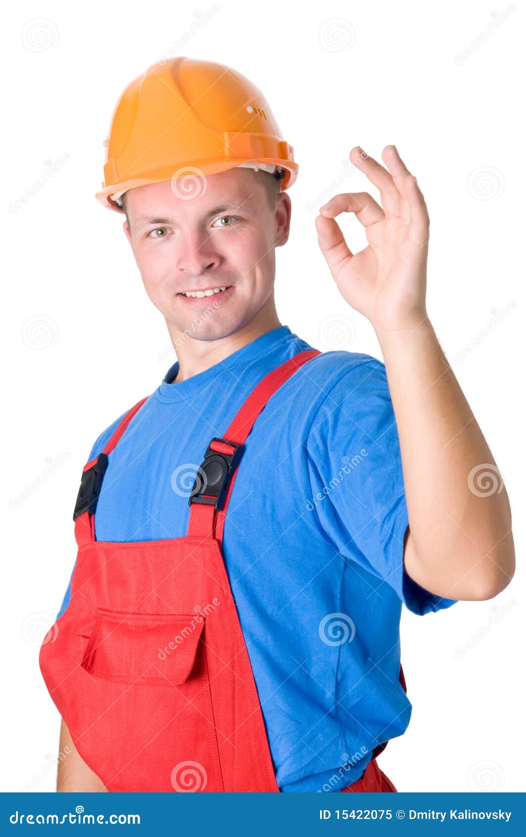 Happy Builder Worker Isolated Stock Image - Image of repairman ...
