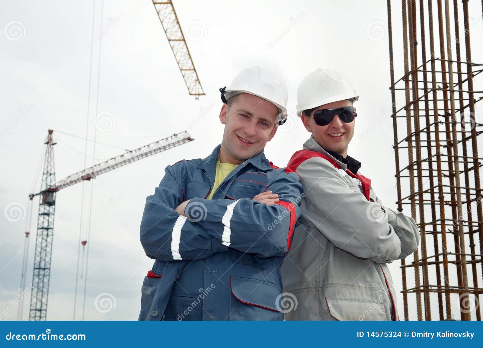Happy Builders at Construction Site Stock Photo - Image of project ...