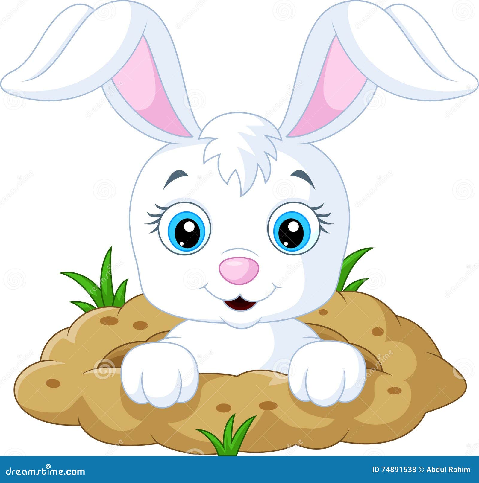 Happy Bunny Cartoon in the Hole Stock Vector - Illustration of garden ...