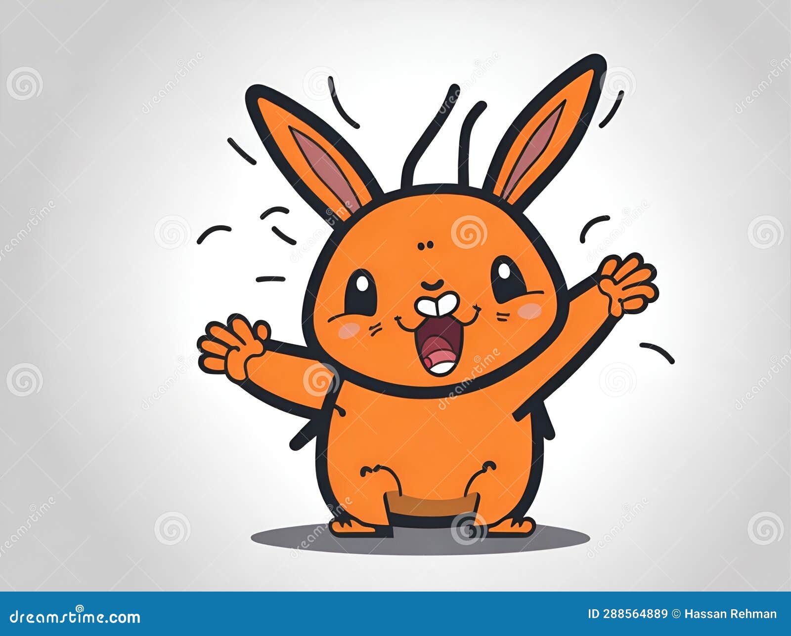 Happy Bunny Cartoon Isolated. Ai Generated Stock Illustration ...