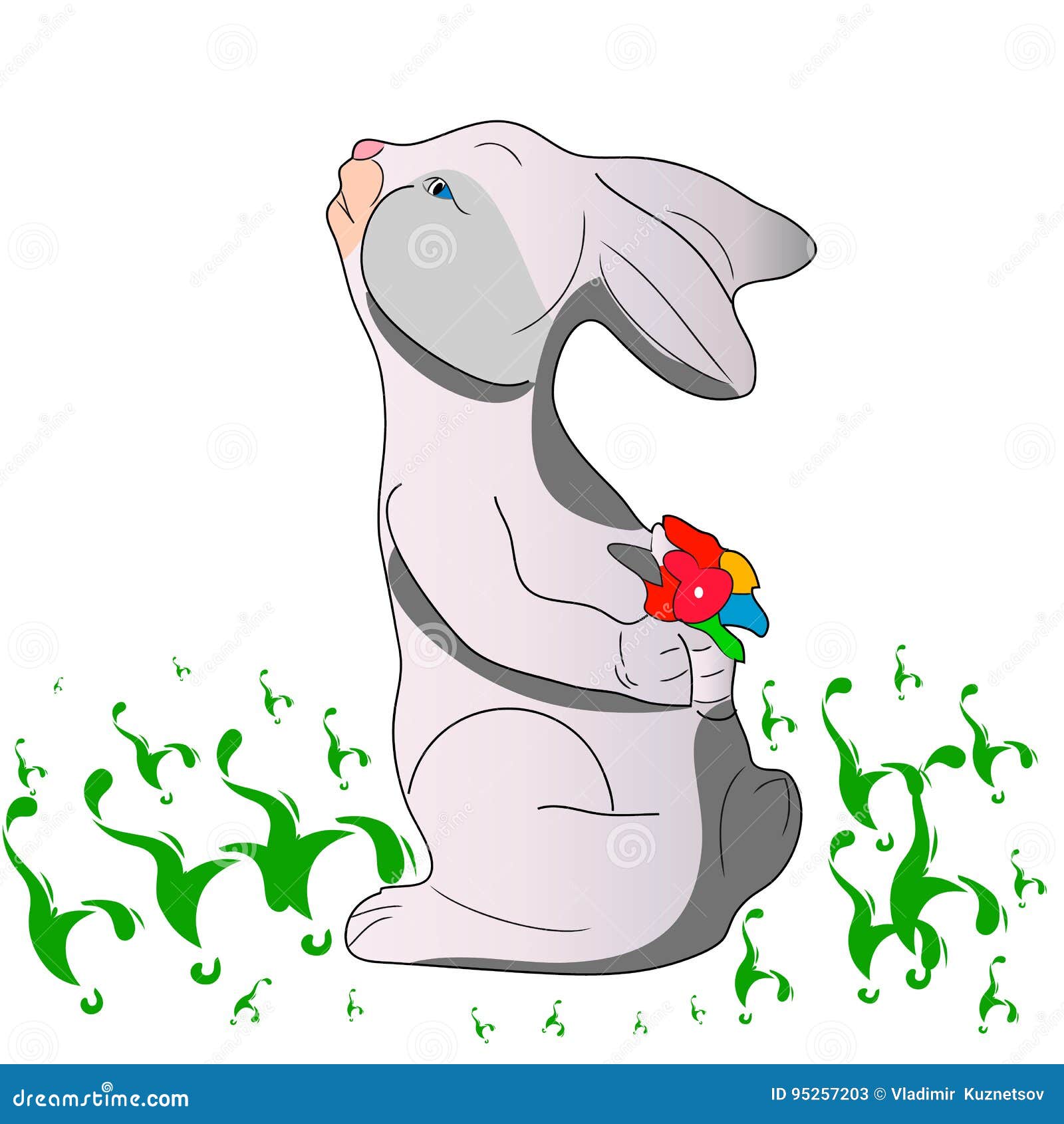 Happy Bunny Cartoon Isolated on White Background Stock Vector ...
