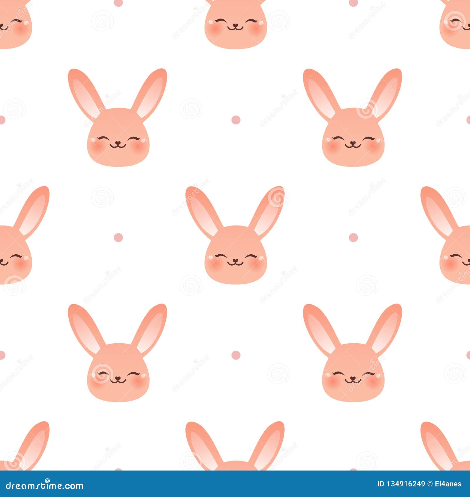 Happy bunny face pattern stock vector. Illustration of seamless - 134916249