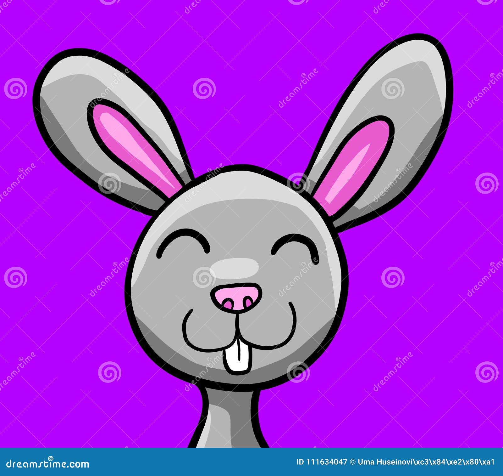 Happy Bunny with a Purple Background Stock Illustration - Illustration ...