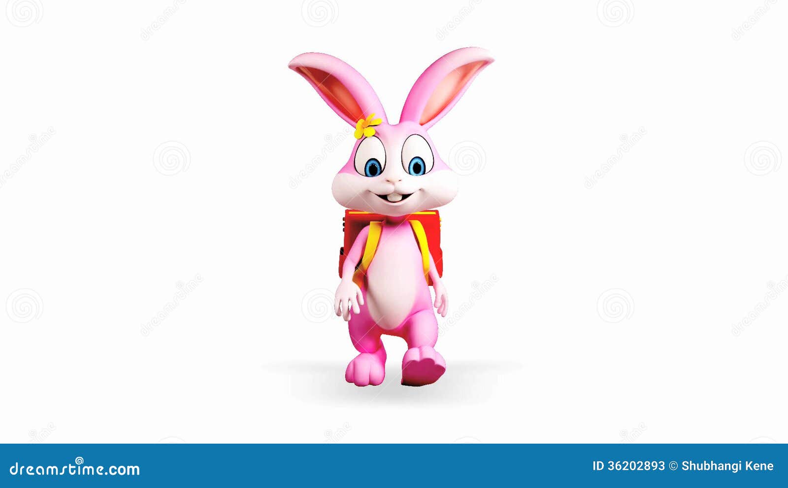 Happy Bunny Walking with School Bag and Alpha Channel Stock Footage ...