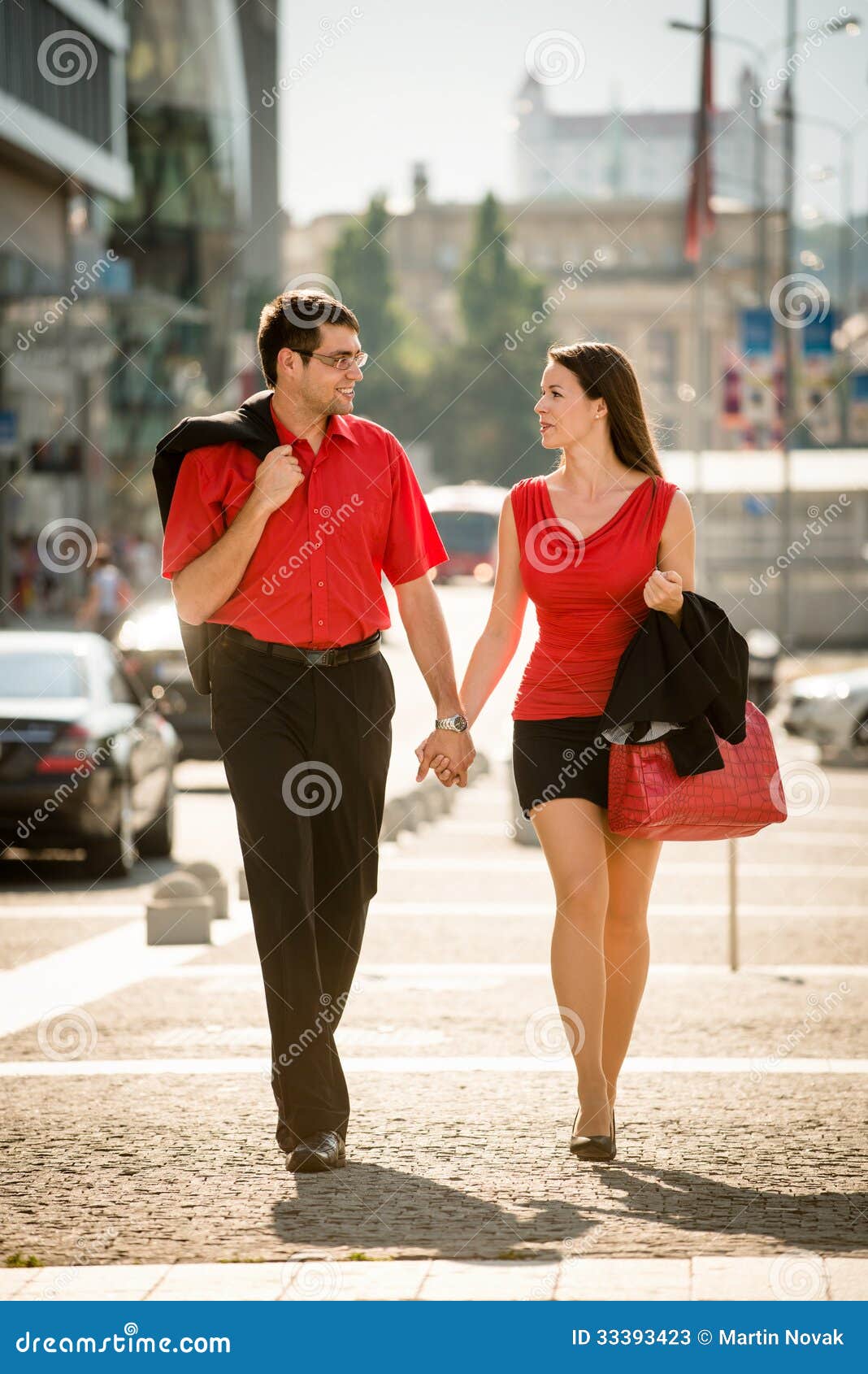 Happy Business Couple Walking Street Stock Image Image Of Lifestyle