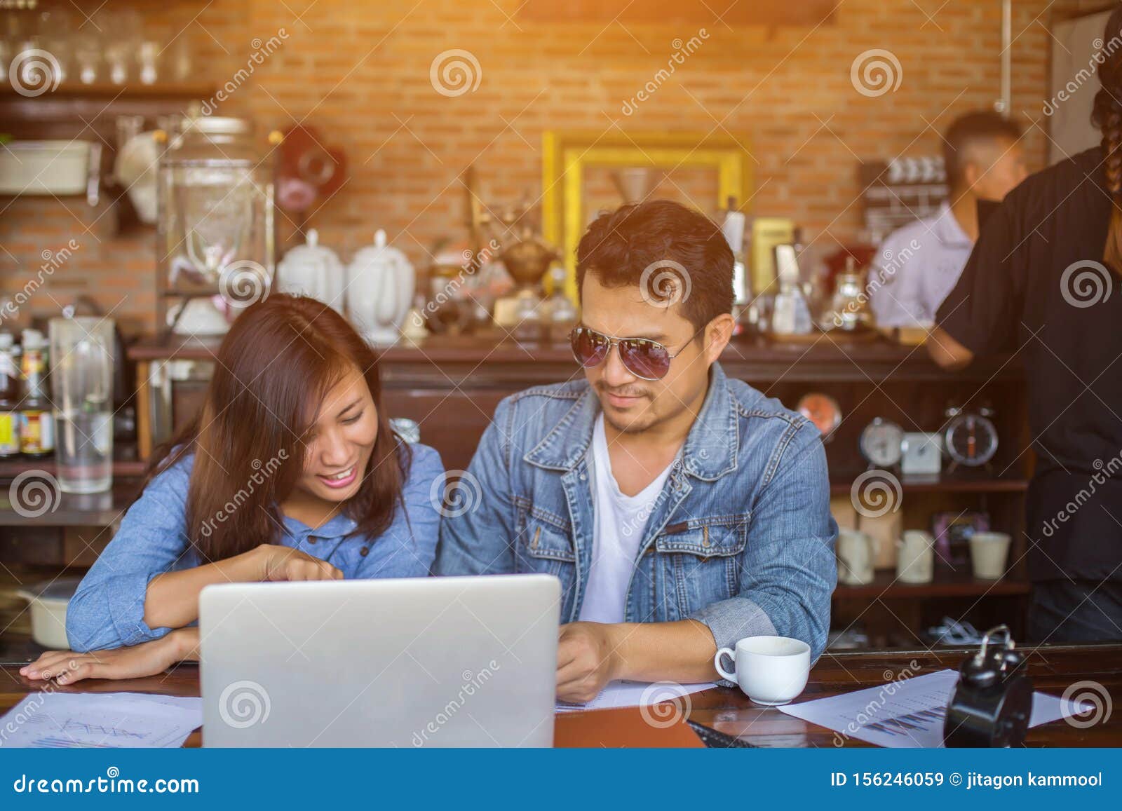 Happy Business Couple is Working Together Stock Image - Image of ...