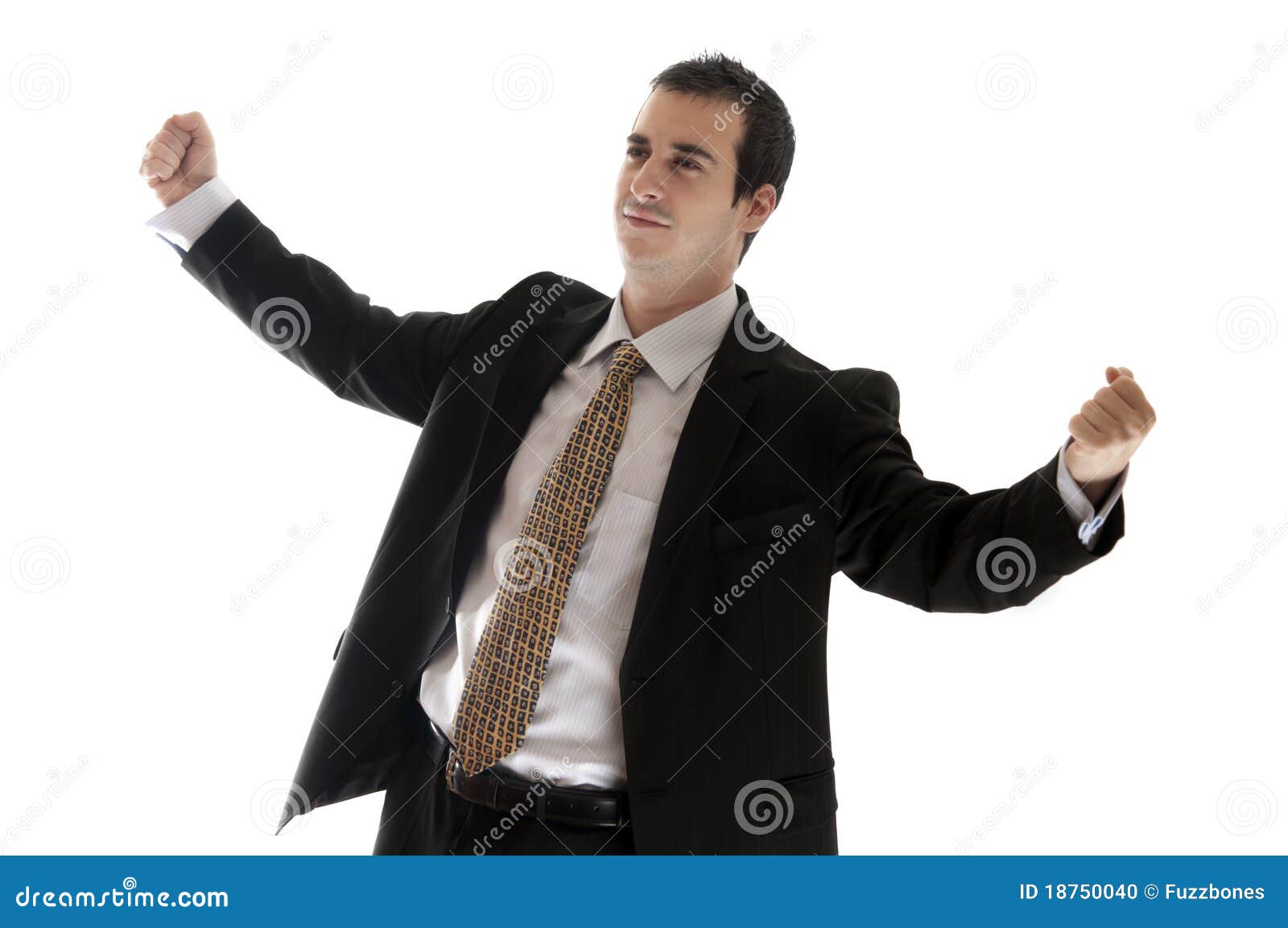 Happy business man stock photo. Image of dark, male, gesture - 18750040