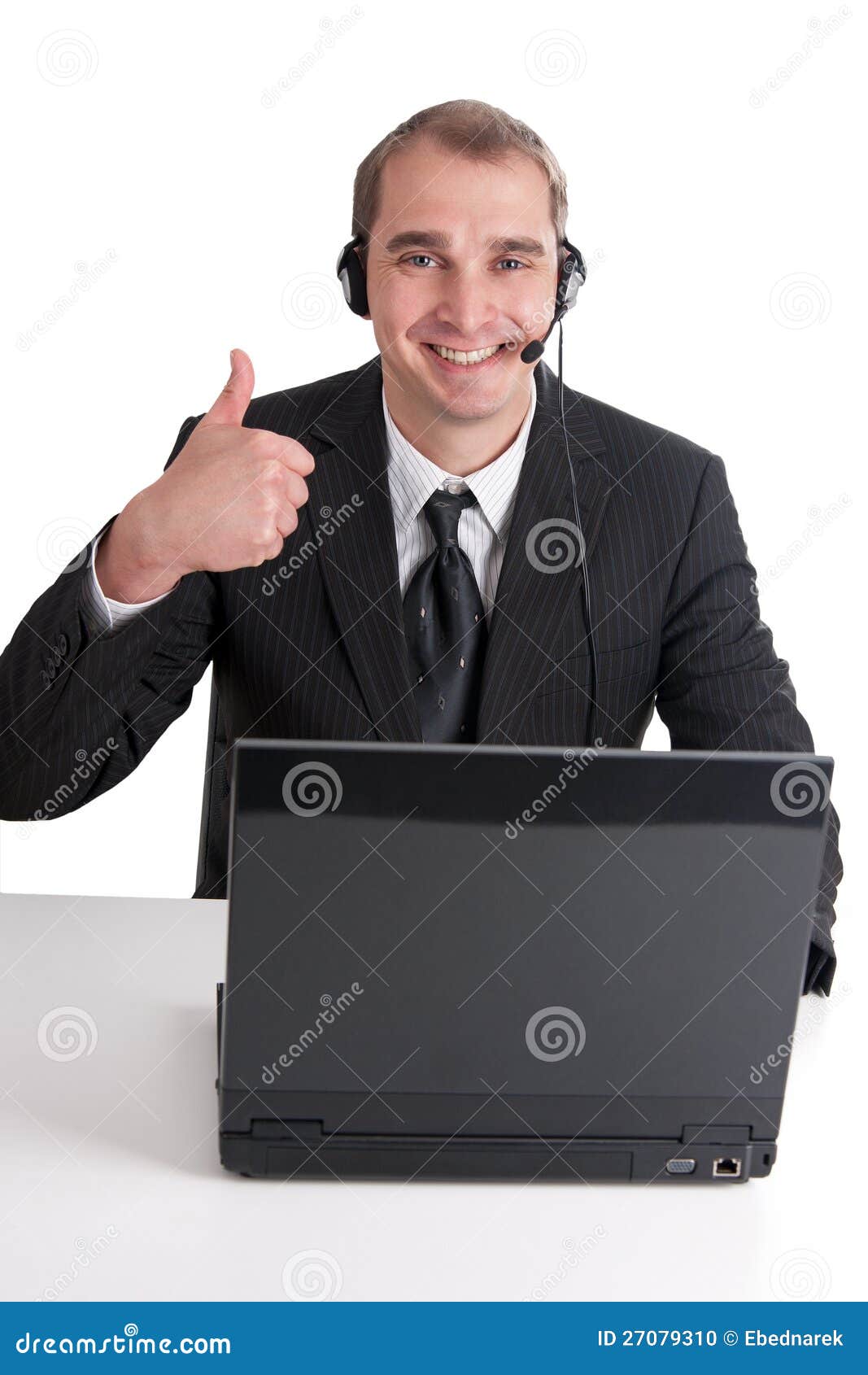 Happy Business Man in a Call Center Stock Photo - Image of portrait ...