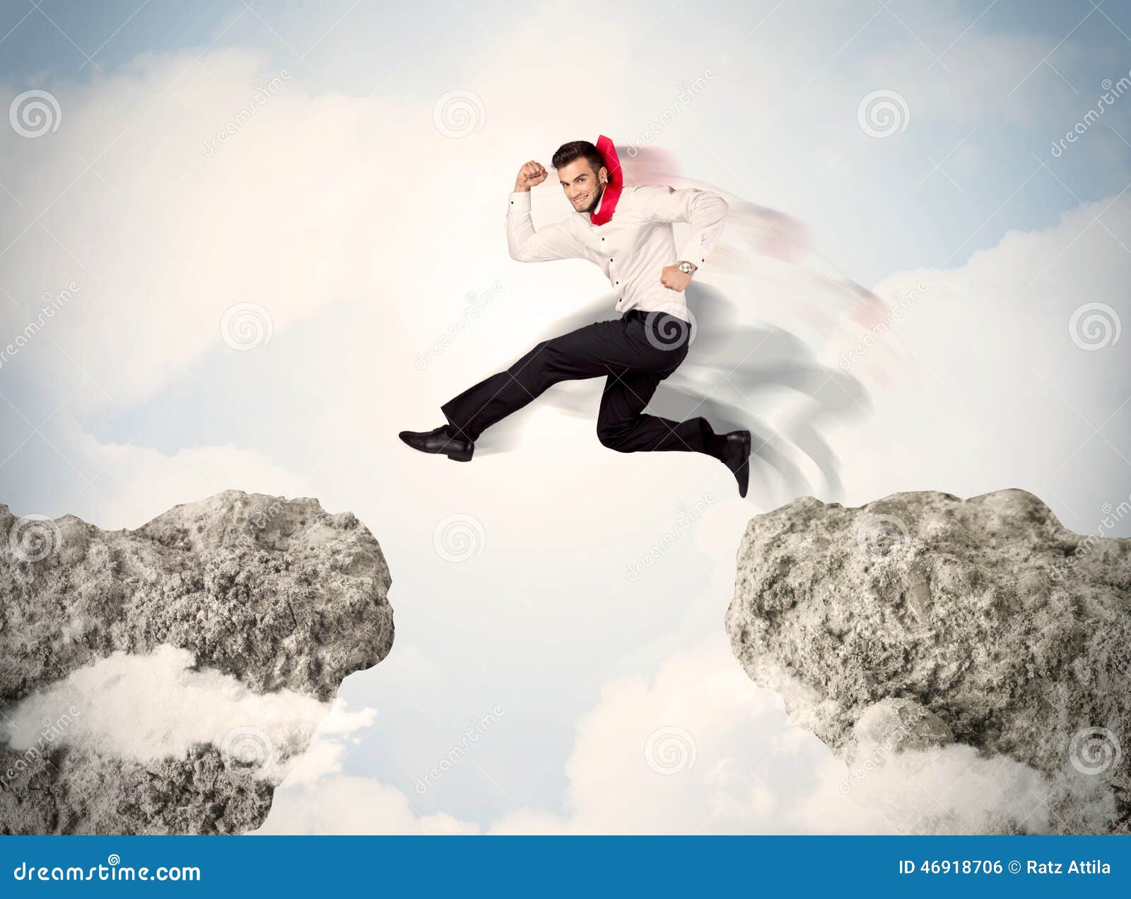 Happy Business Man Jumping Over a Cliff Stock Photo - Image of jump ...