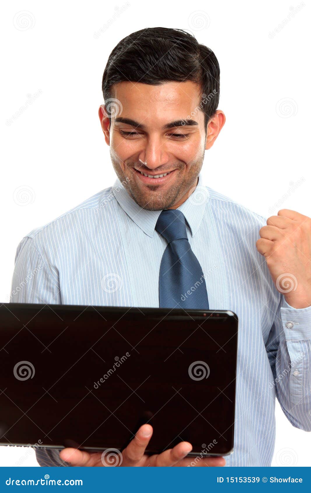 Happy Business Man with Latpop Computer Stock Image - Image of business ...