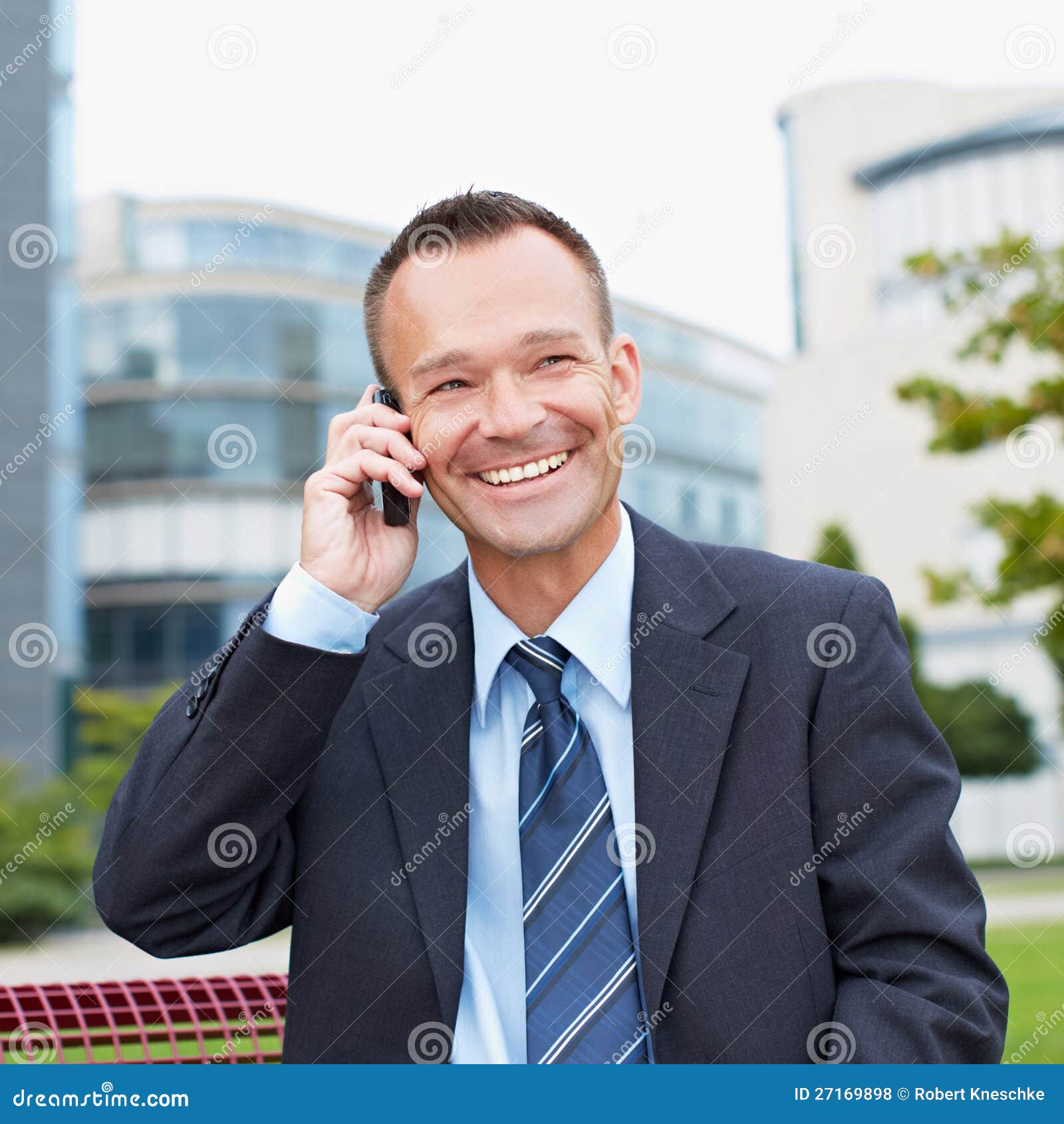Happy Business Man Making a Call Stock Photo - Image of listen ...