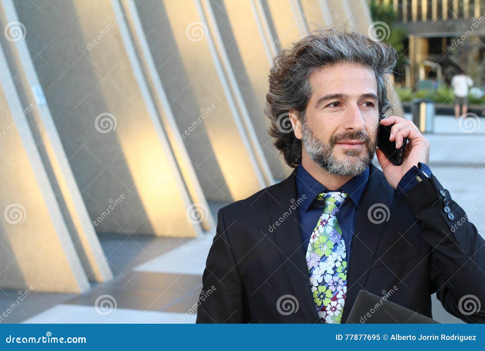 Happy Business Man Making a Call with His Smartphone Outside Stock ...