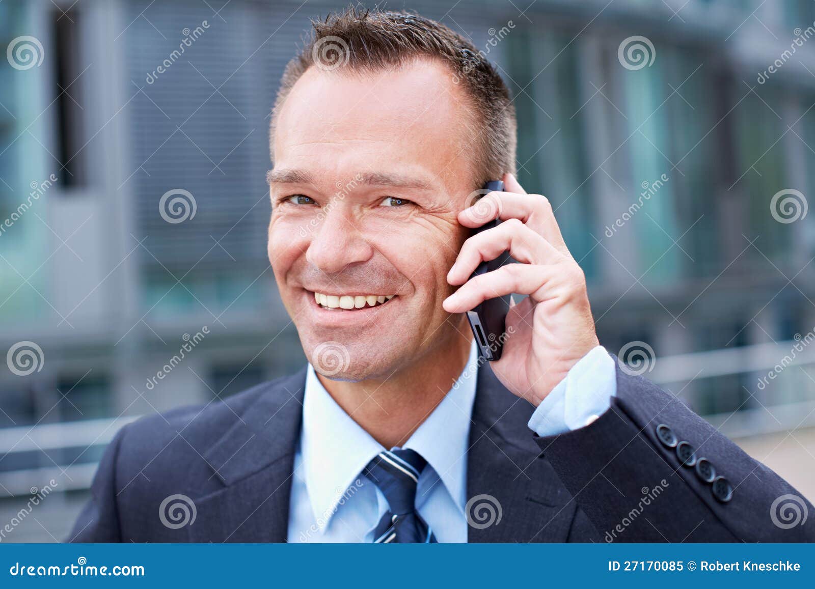 Happy Business Man Making Phone Stock Image - Image of arrangement ...