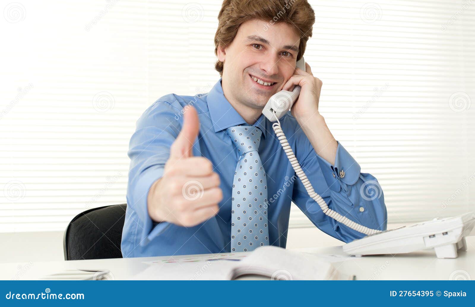 Happy Business Man Using Phone Stock Image - Image of speaking ...