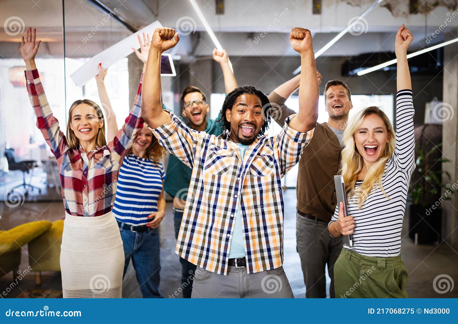 Happy Business People Celebrating Success At Company Stock Image