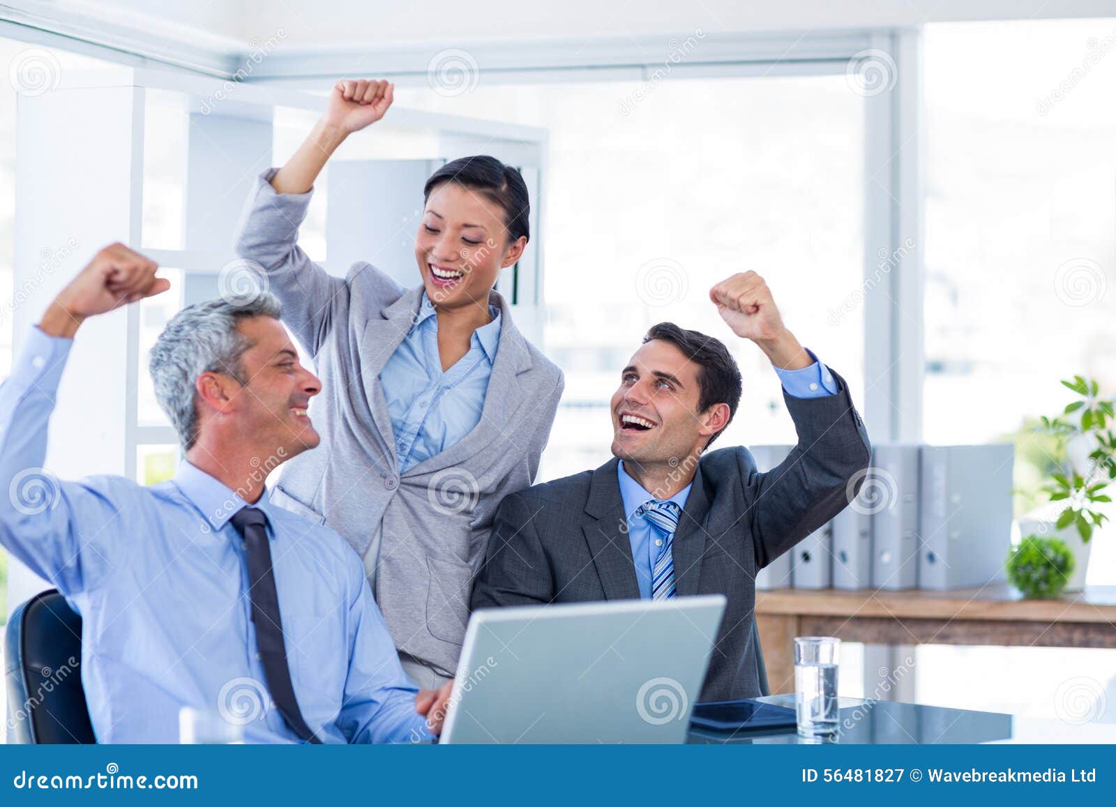 Happy Business People Cheering Together Stock Image - Image of ...