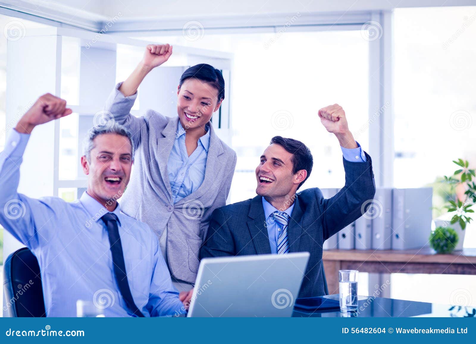 Happy Business People Cheering Together Stock Photo - Image of ...