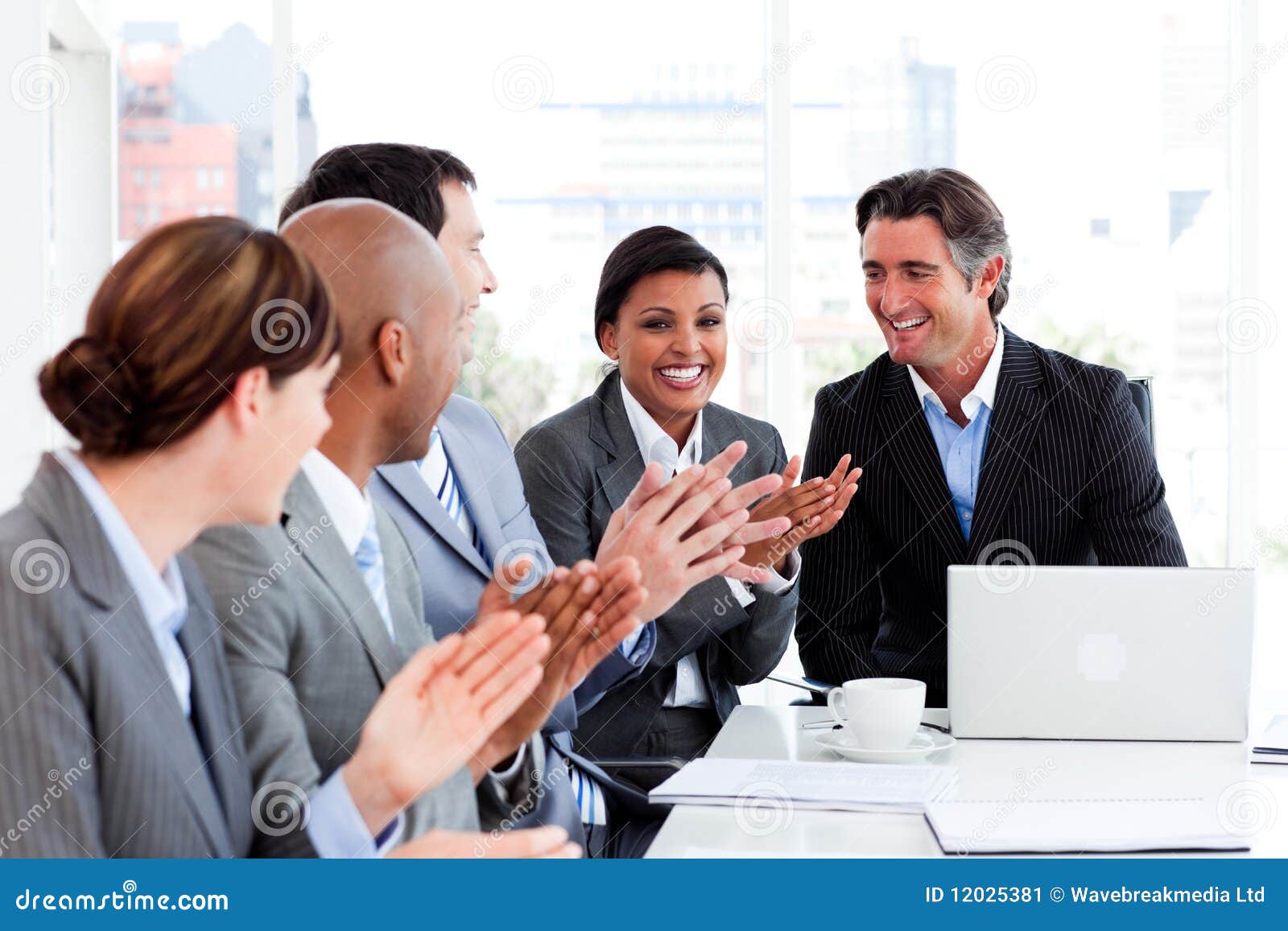 Happy Business People Clapping in a Meeting Stock Image - Image of ...