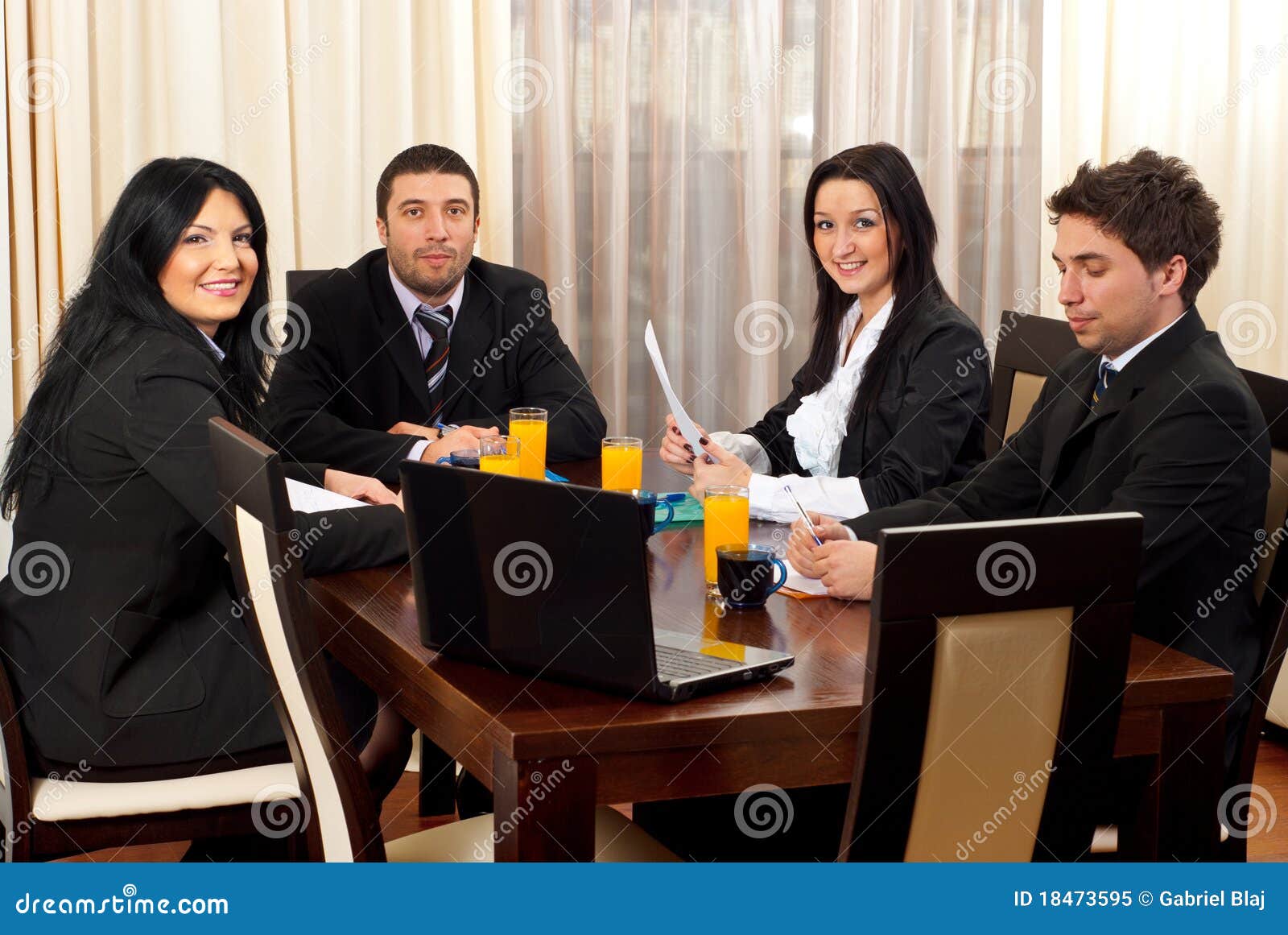 Happy Business People at Meeting Table Stock Image - Image of ...