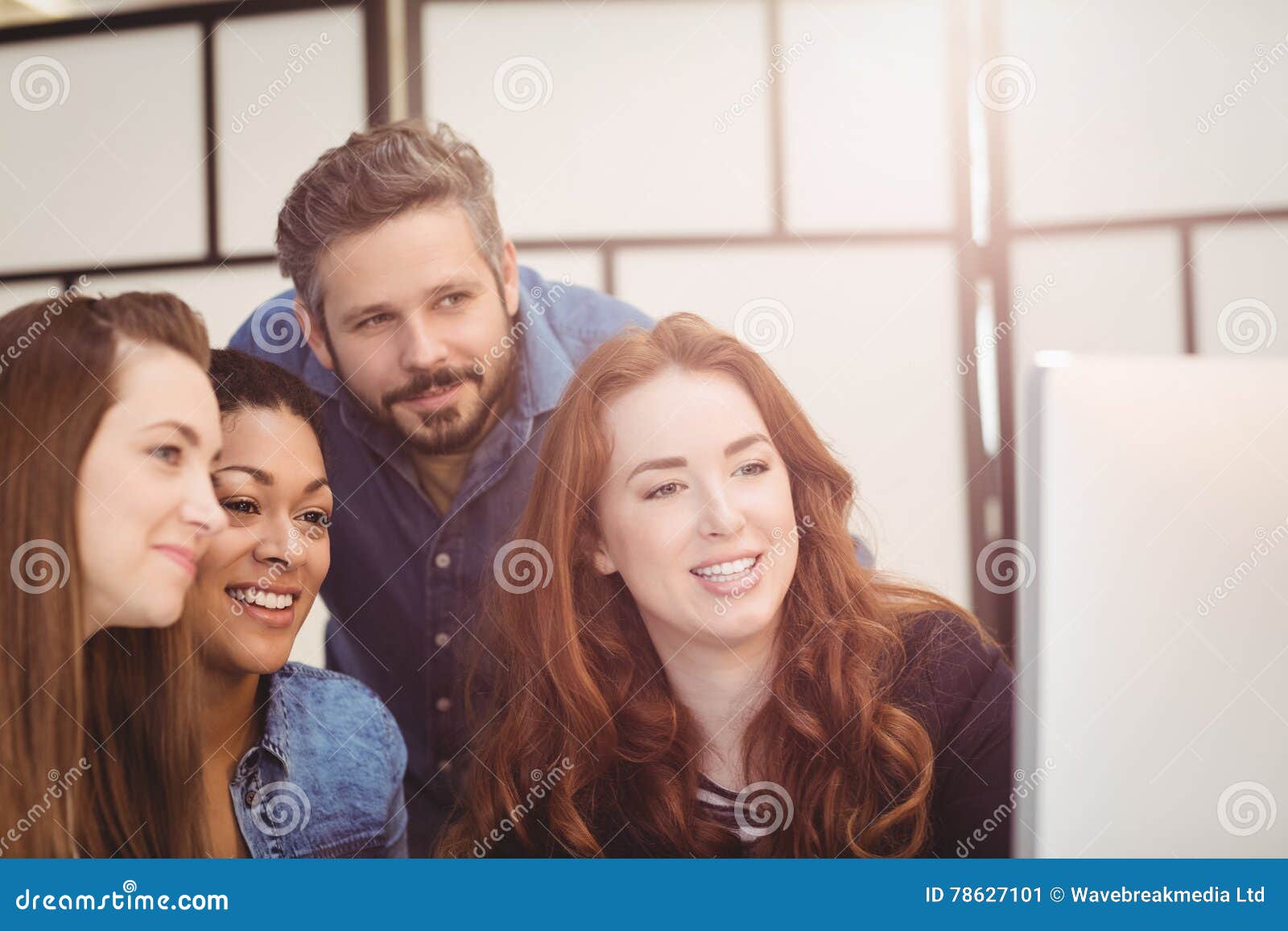 Happy Business People Using Computer Stock Image - Image of male, group ...