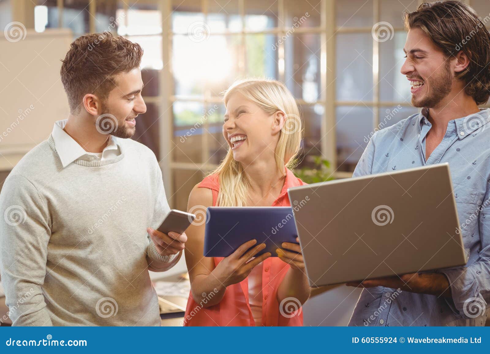 Happy Business People Using Technologies Stock Photo - Image of ...