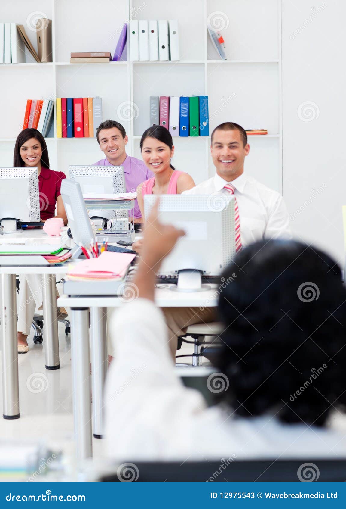 Happy Business People Working at Computers Stock Image - Image of ...