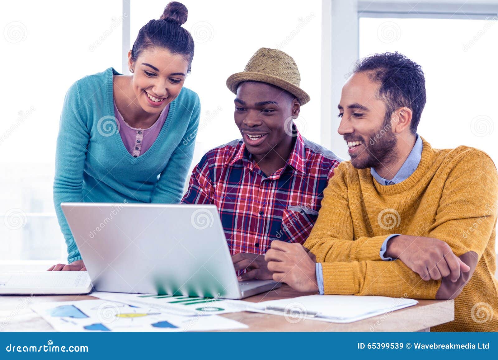 Happy Business People Working on Laptop Stock Image - Image of ethnic ...