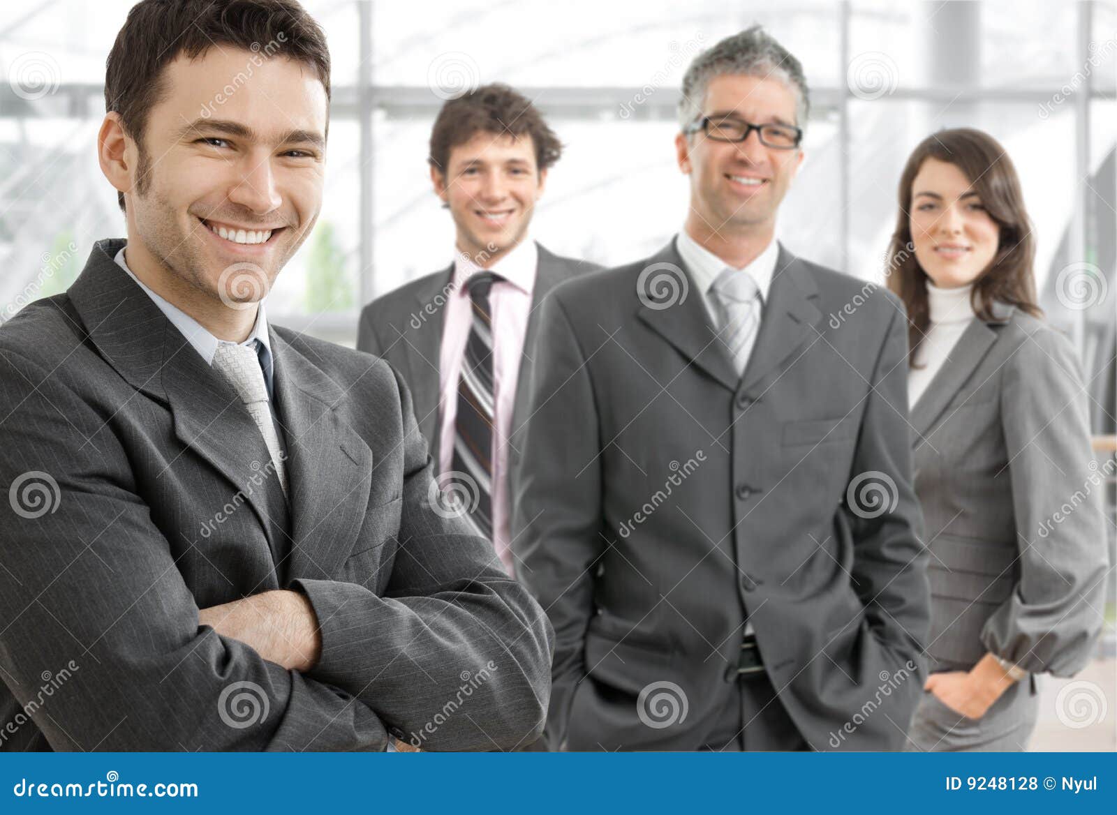 Happy business team stock photo. Image of face, hallway - 9248128