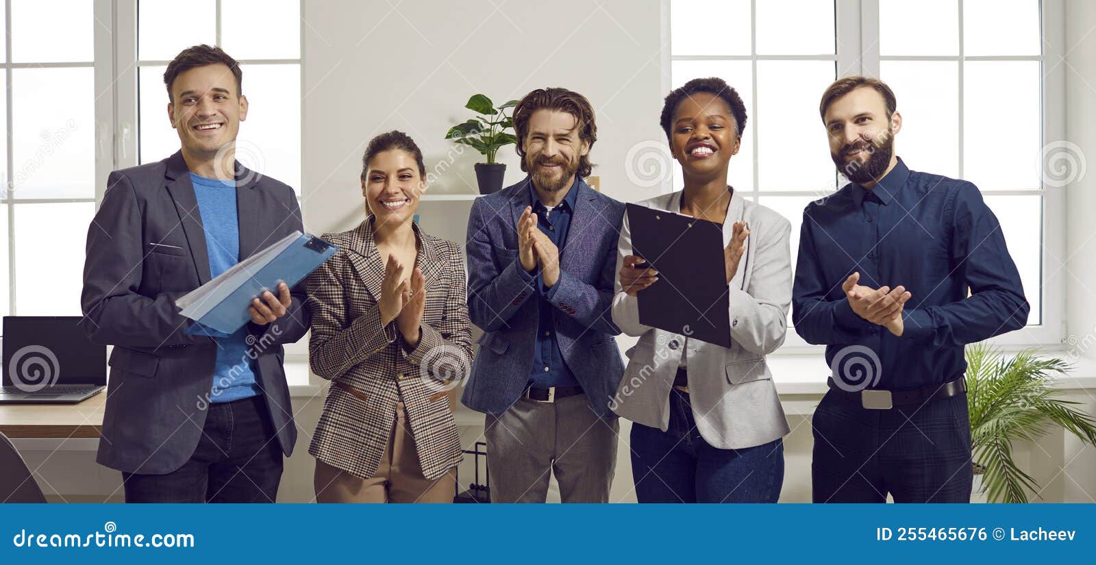 Happy Business Team Applauding after Successful Group Meeting in Office ... Happy Business Team Applauding after Successful Group Meeting in Office ...