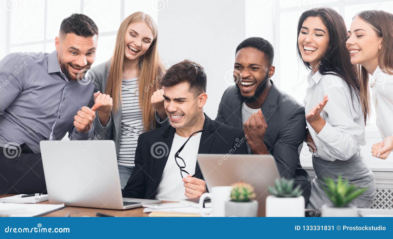 Happy Business Team Celebrating Completion of Project Stock Image ...