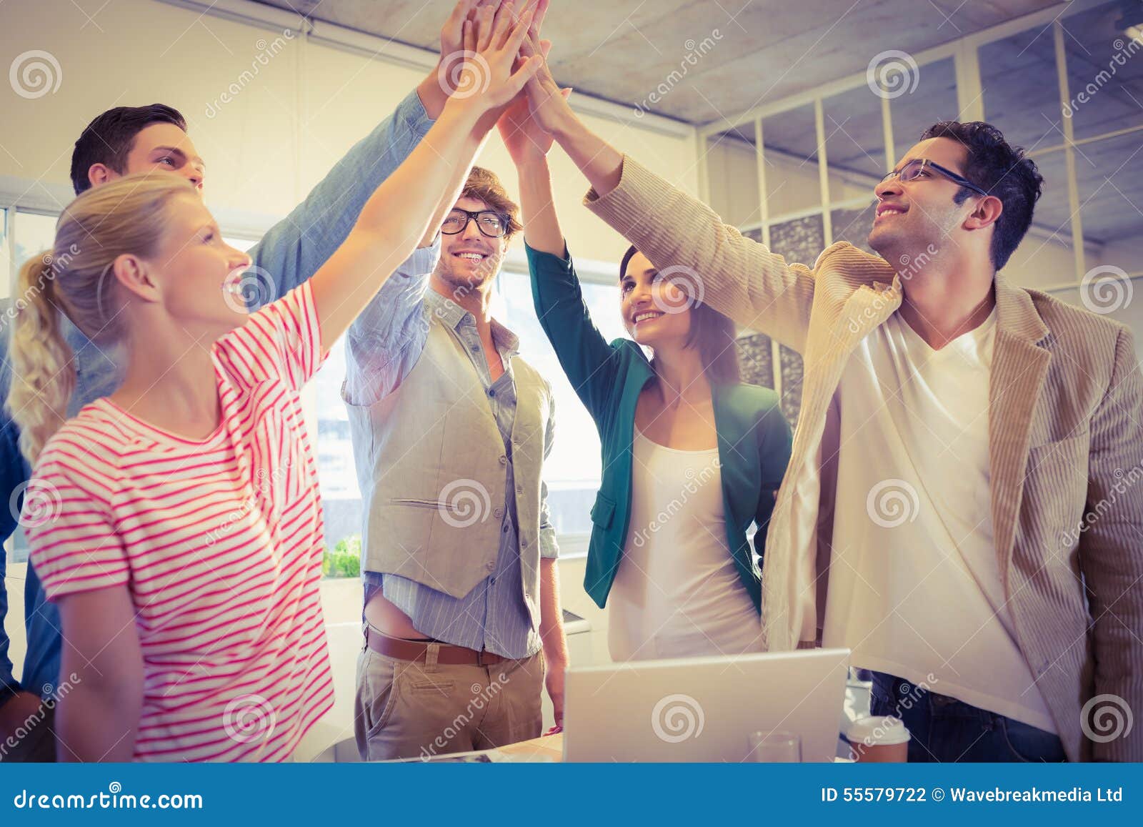 Happy Business Team Doing Hands Checks Stock Photo - Image of group ...