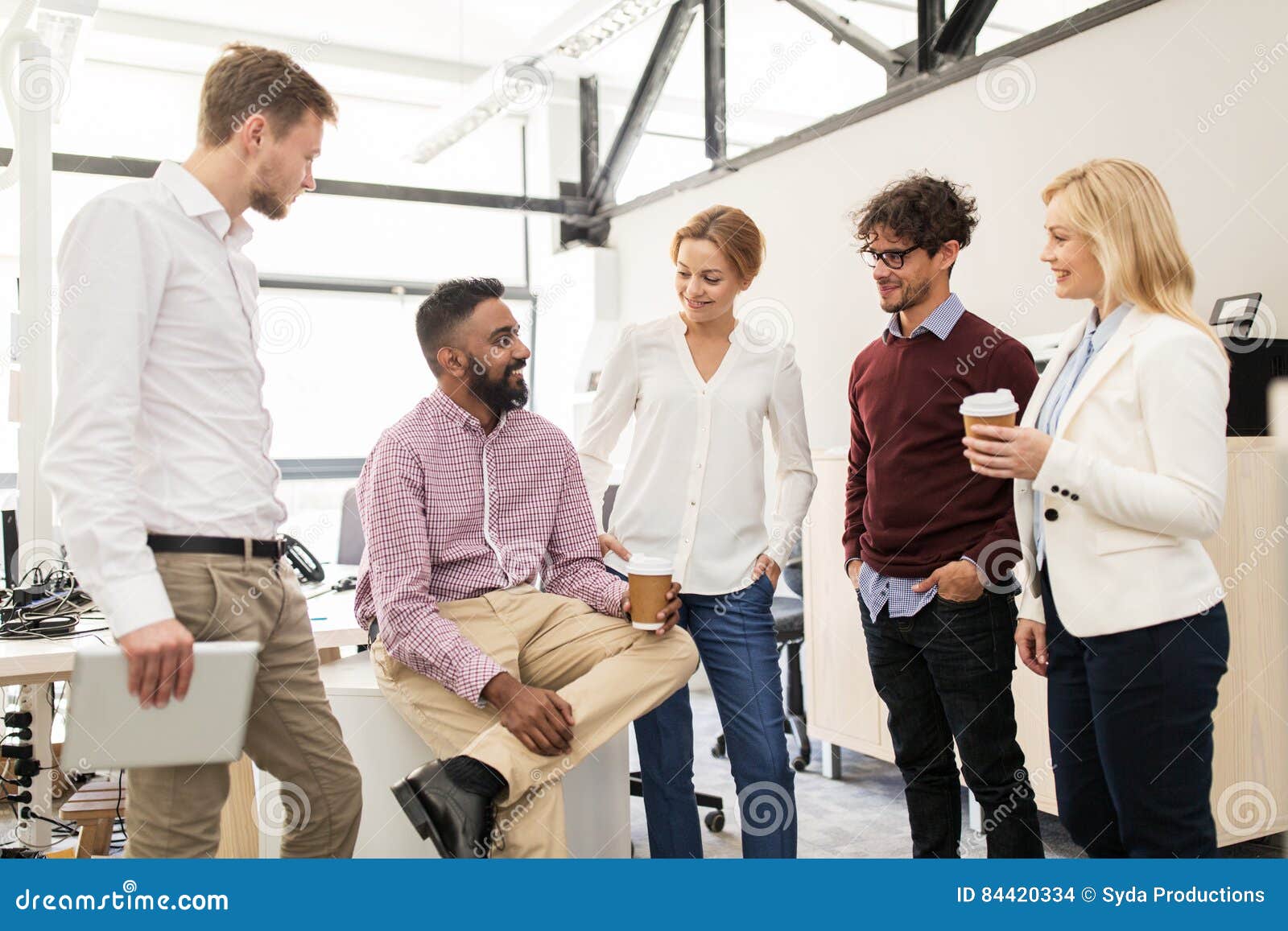 Happy Business Team Drinking Coffee at Office Stock Photo - Image of ...