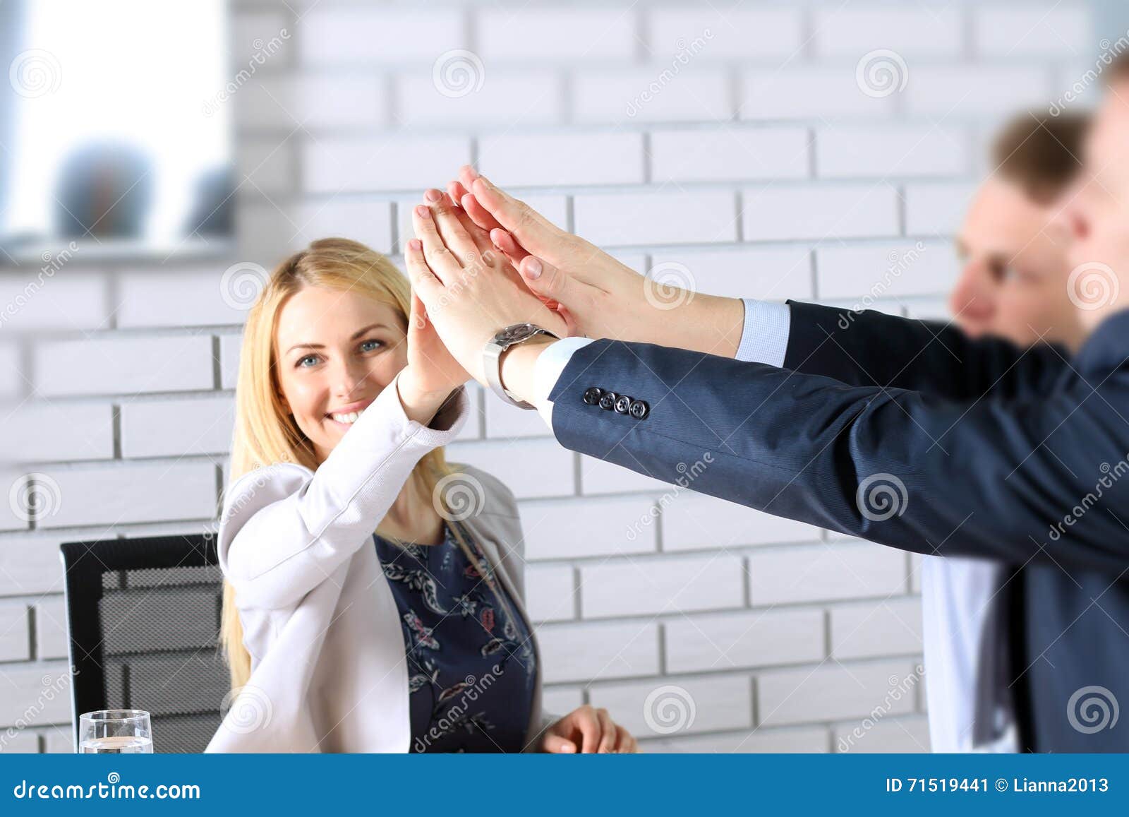 Happy Business Team Giving High Five in Office Stock Image - Image of ...
